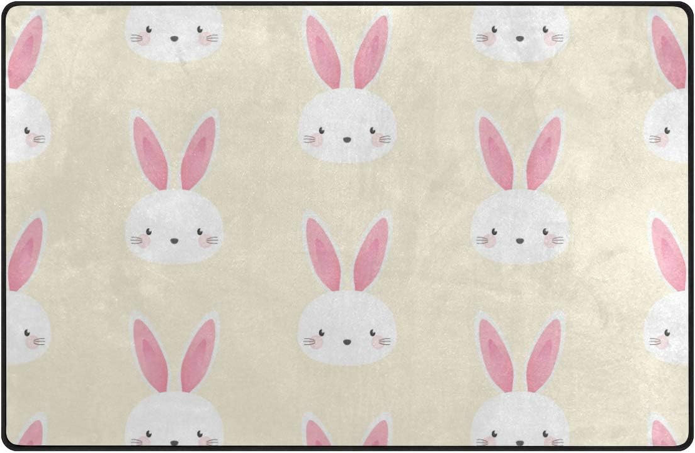 Bestwell Lightweight Soft Area Rugs Cute Bunny Rabbit Floor Mat for ...