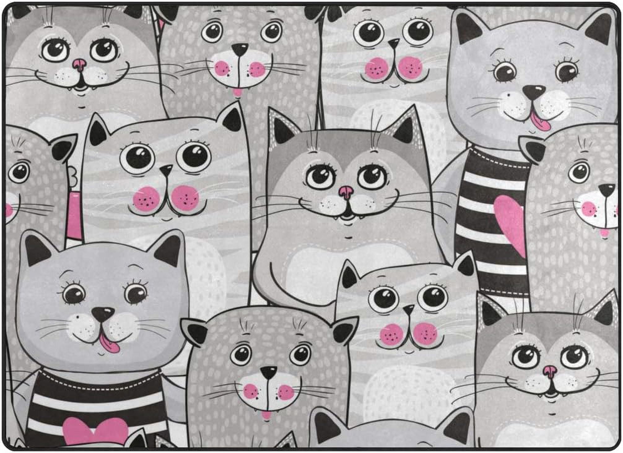 Bestwell Lightweight Soft Area Rugs Cute Cats Floor Mat for Kids ...