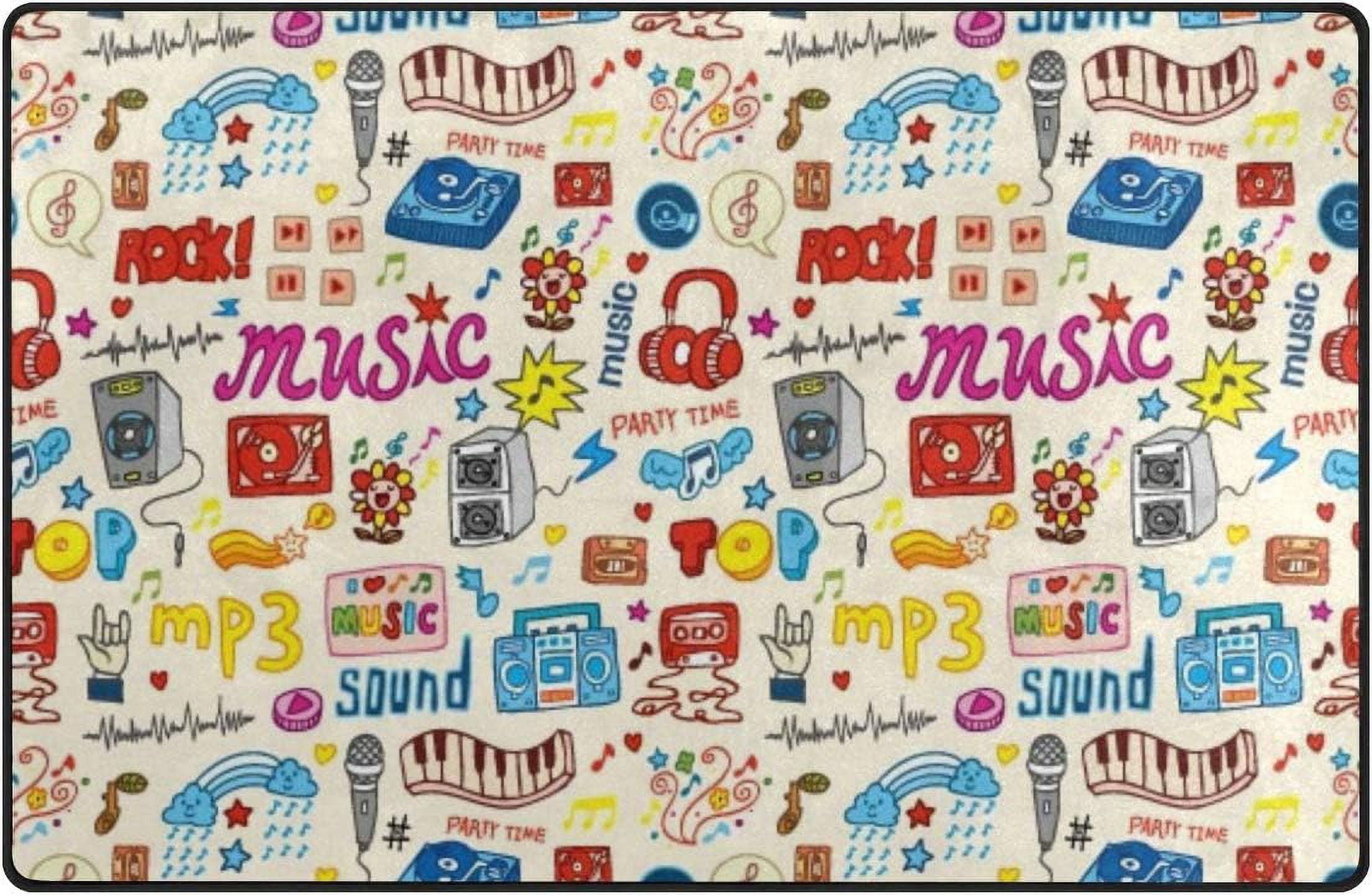 Bestwell Lightweight Soft Area Rugs Cute Music Icon Floor Mat Doormat ...