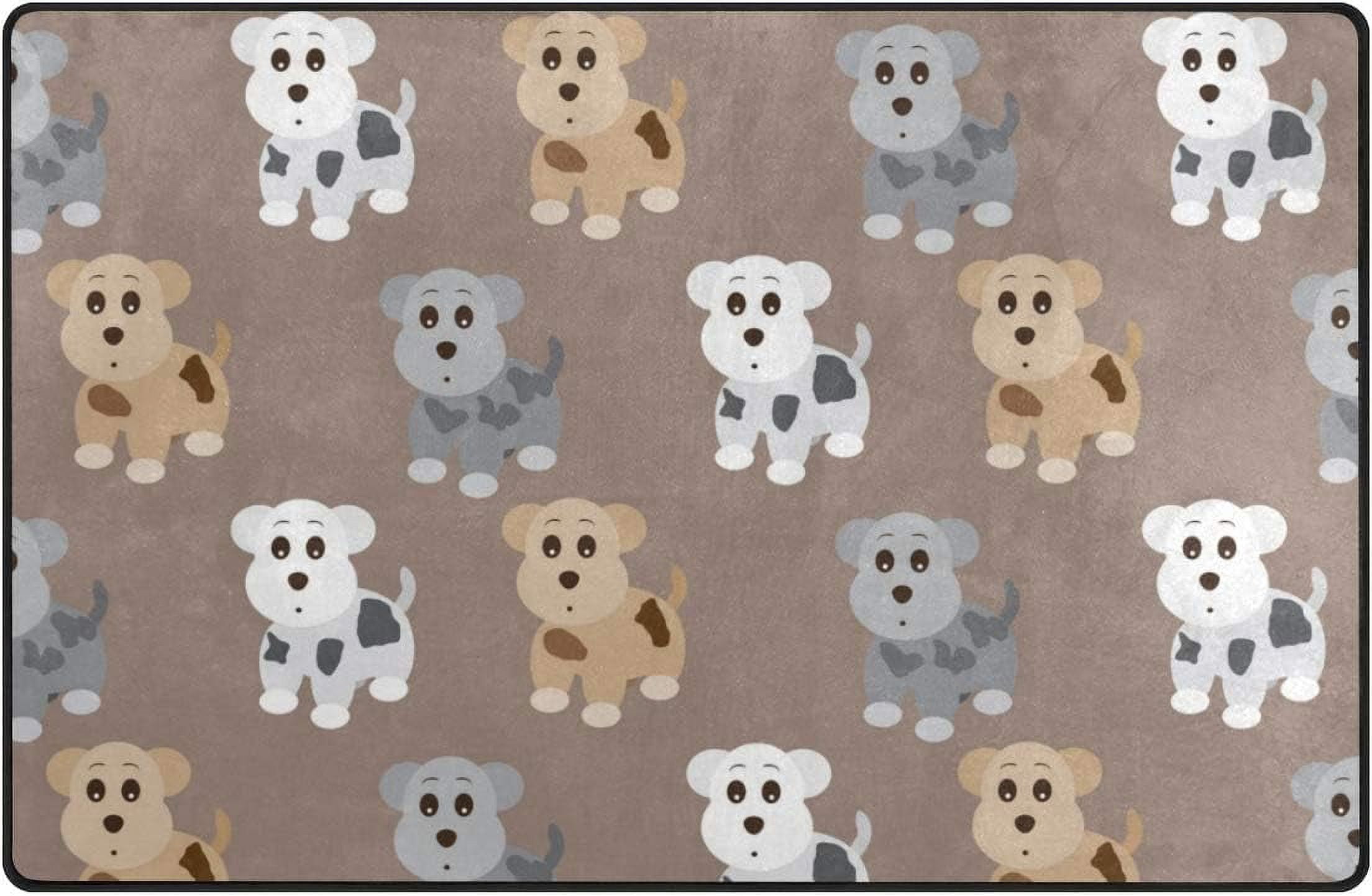 Bestwell Lightweight Soft Area Rugs Cute Puppies Pattern Floor Mat for ...