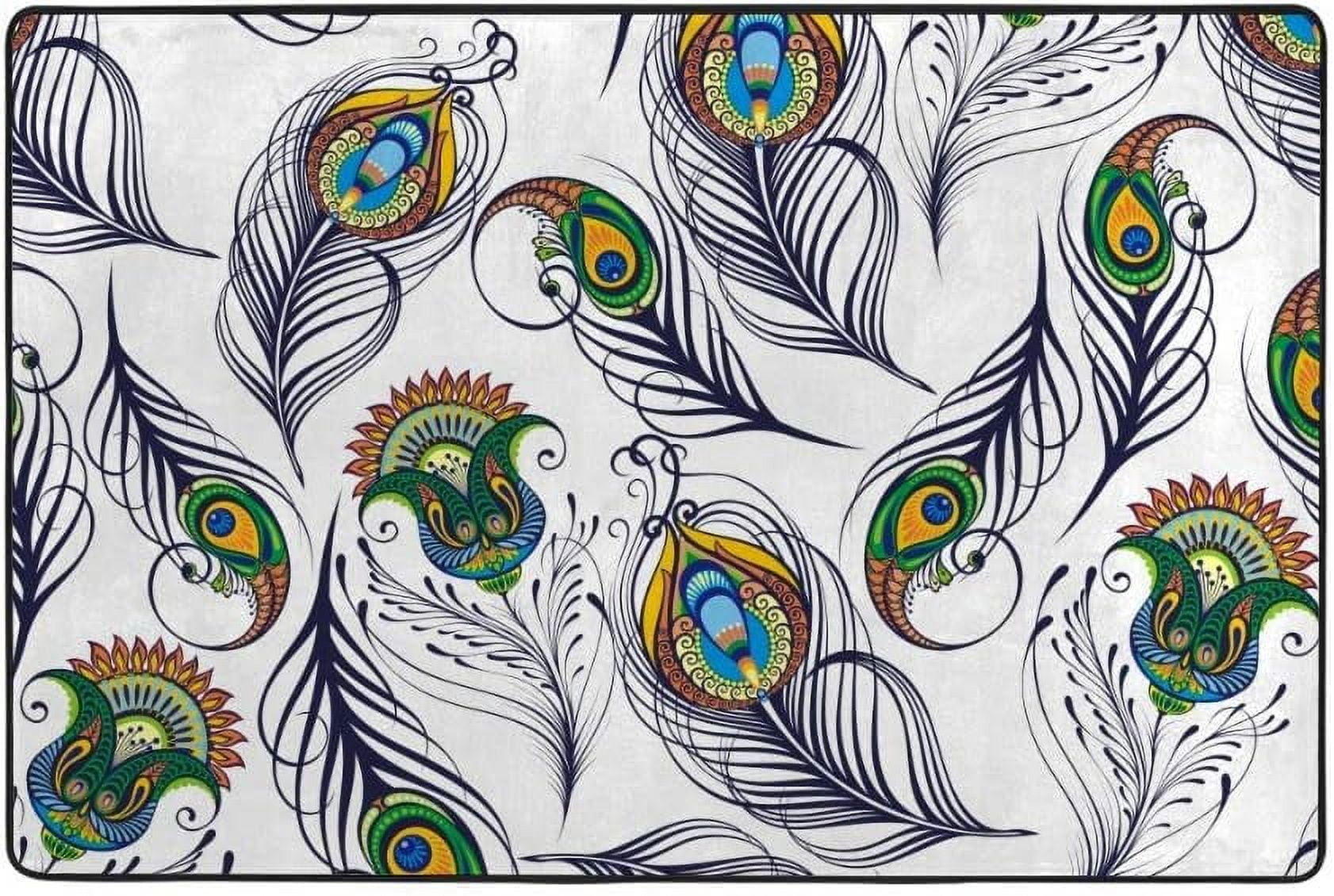 Bestwell Lightweight Soft Area Rugs Ethnic Feathers Floor Mat for Kids ...