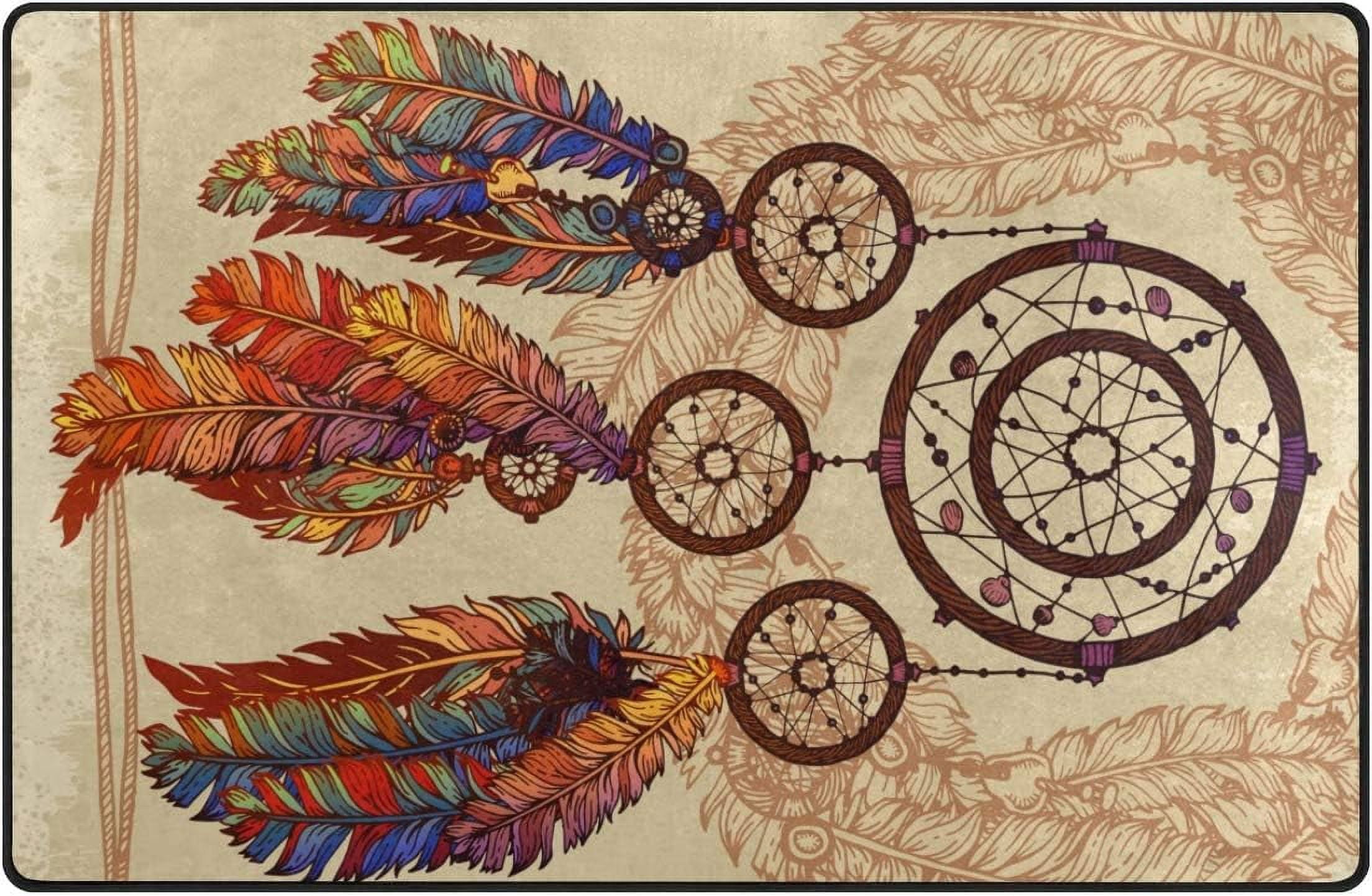 Bestwell Lightweight Soft Area Rugs Feathers Gemstones Ornament Floor ...