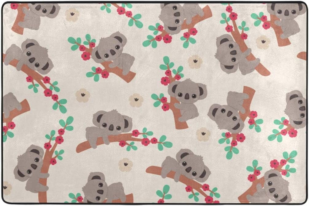 Bestwell Lightweight Soft Area Rugs Koala On Tree Floor Mat for Kids ...