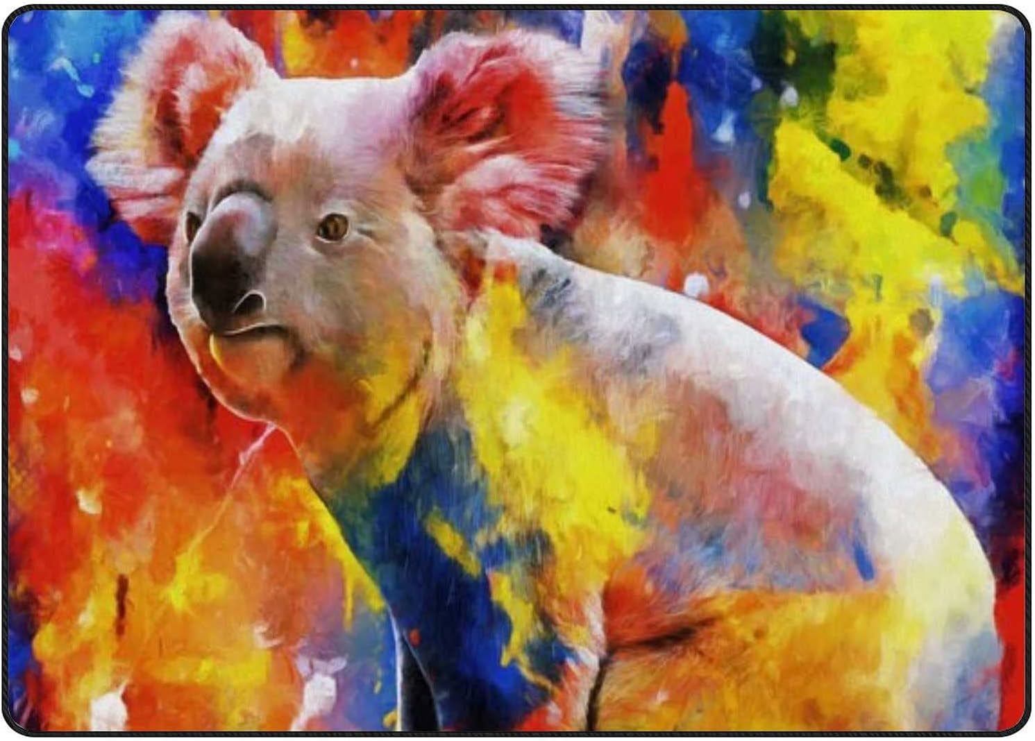 Bestwell Lightweight Soft Area Rugs Oil Painting of Koala Floor Mat for ...