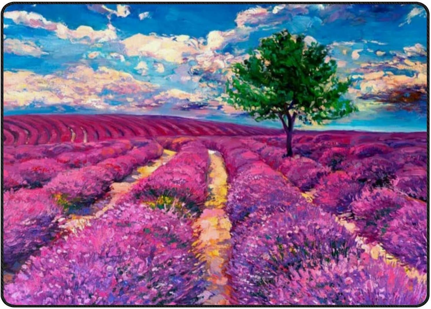 Bestwell Lightweight Soft Area Rugs Oil Painting Lavender Field Floor ...