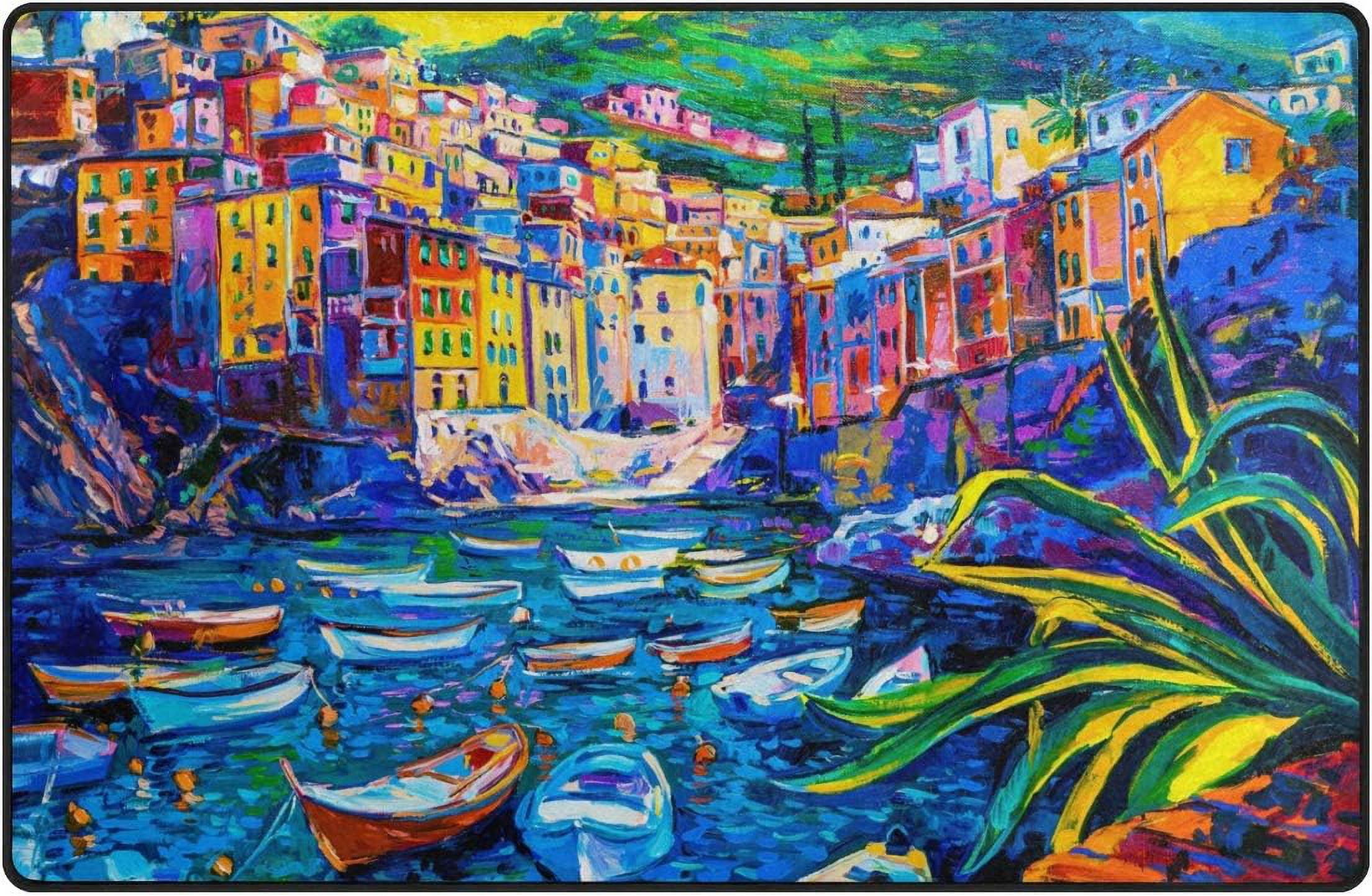 Bestwell Lightweight Soft Area Rugs Original Oil Painting Floor Mat for ...