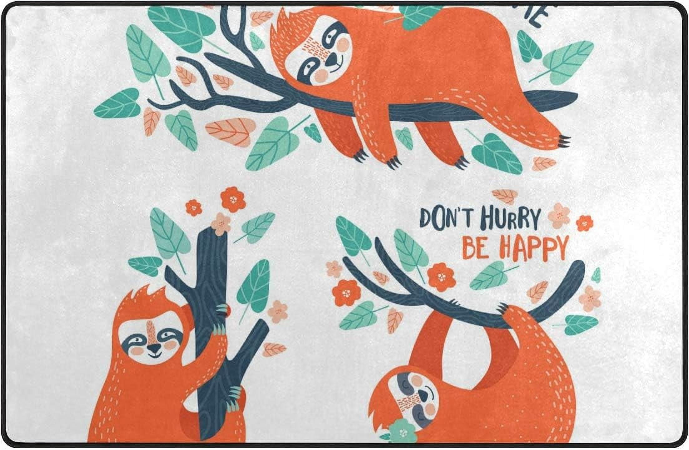 Bestwell Lightweight Soft Area Rugs Sloths in Different Postures Floor ...