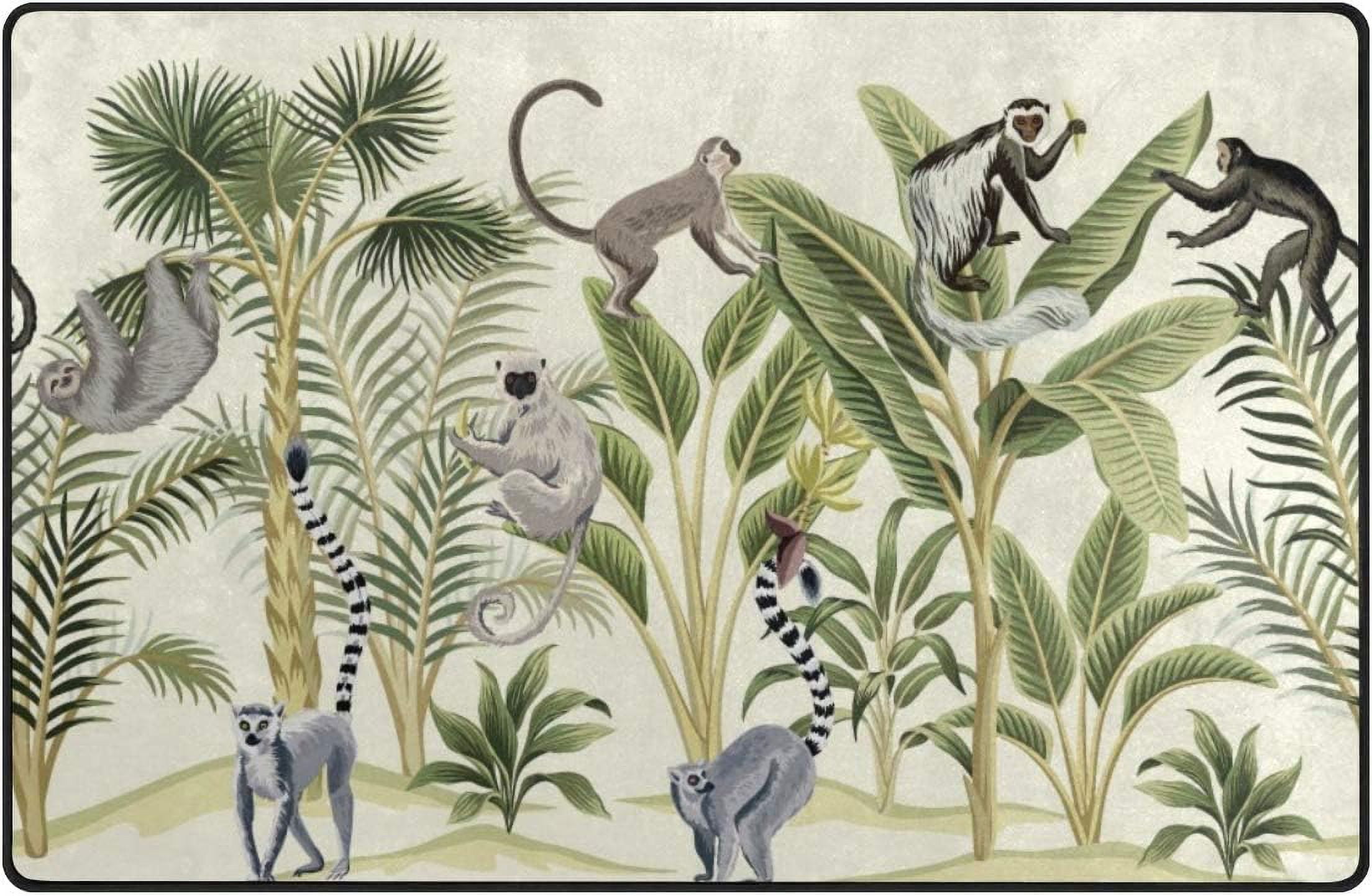 Bestwell Lightweight Soft Area Rugs Vintage Animals Plants Floor Mat ...