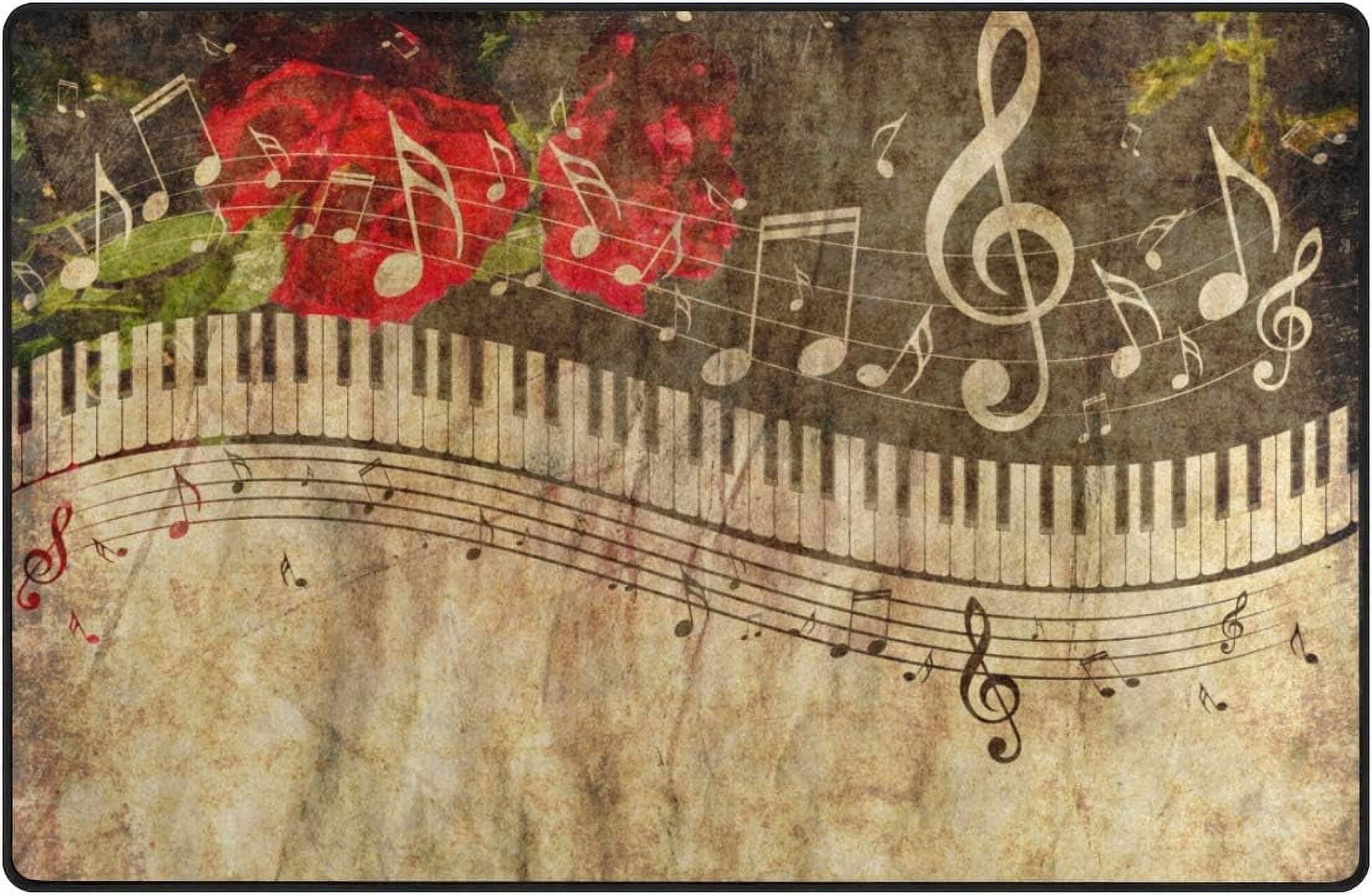 Bestwell Lightweight Soft Area Rugs Vintage Music Floor Mat for Kids ...