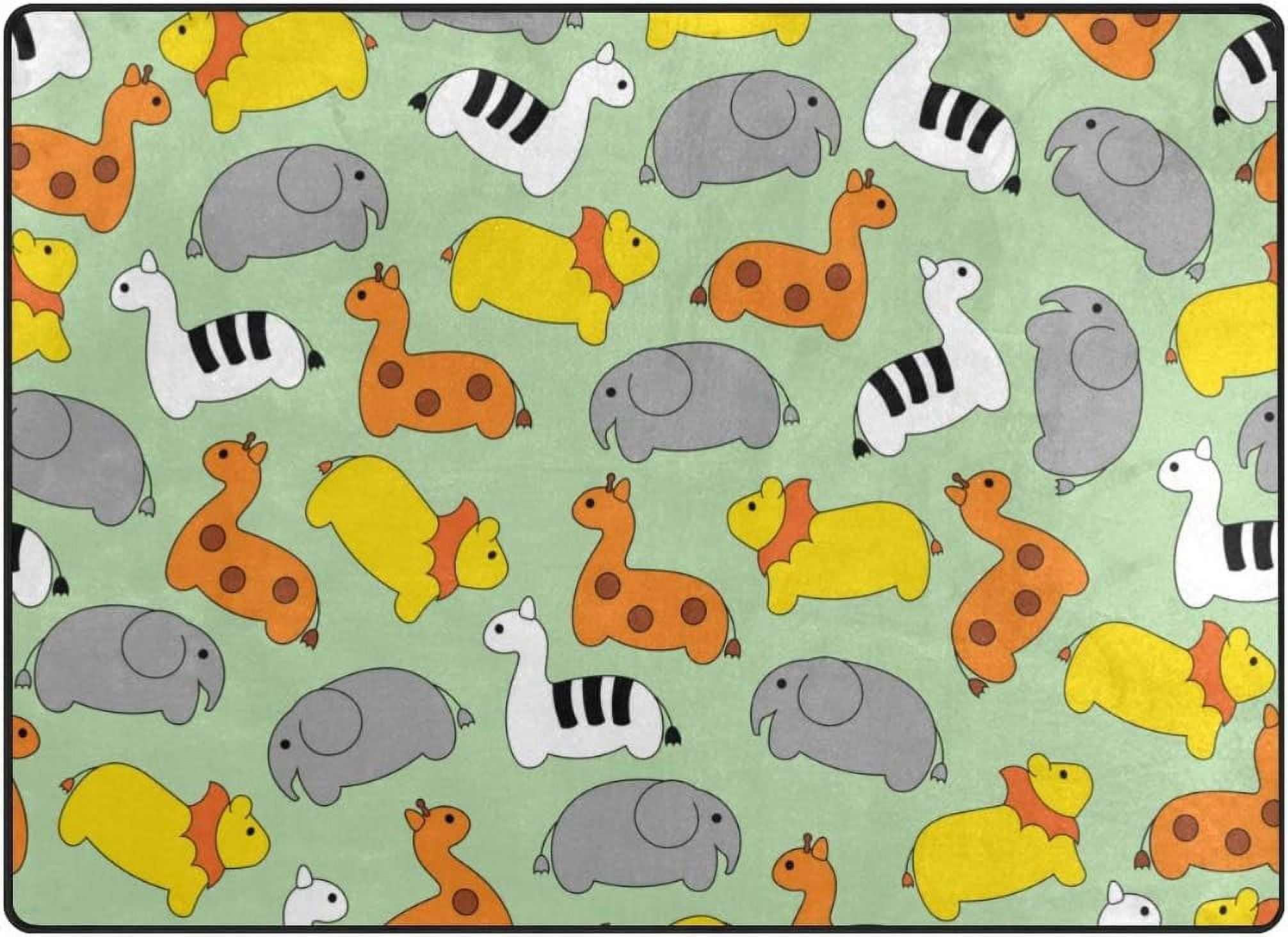 Bestwell Lightweight Soft Area Rugs Wild Animals Floor Mat for Kids ...