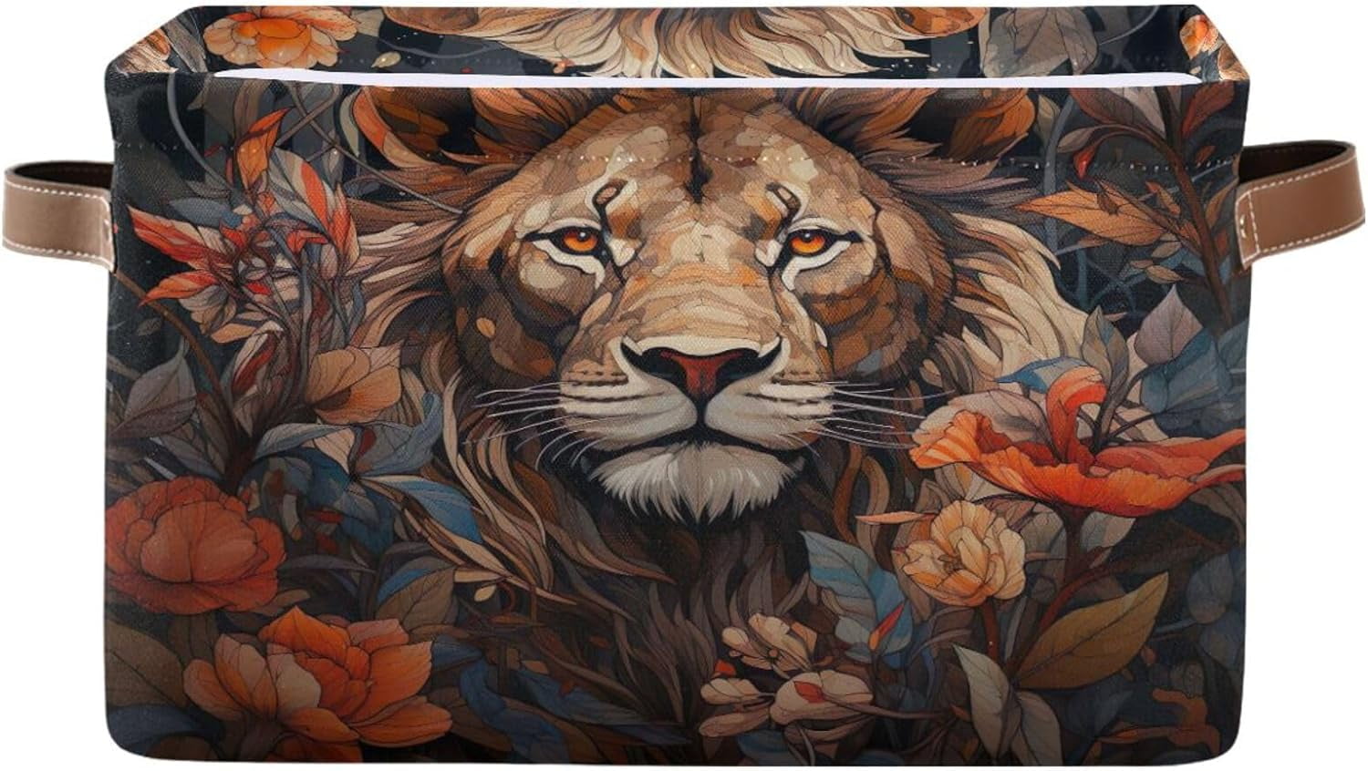 Bestwell Lion Storage Bins Foldable Canvas Fabric Storage Basket with ...