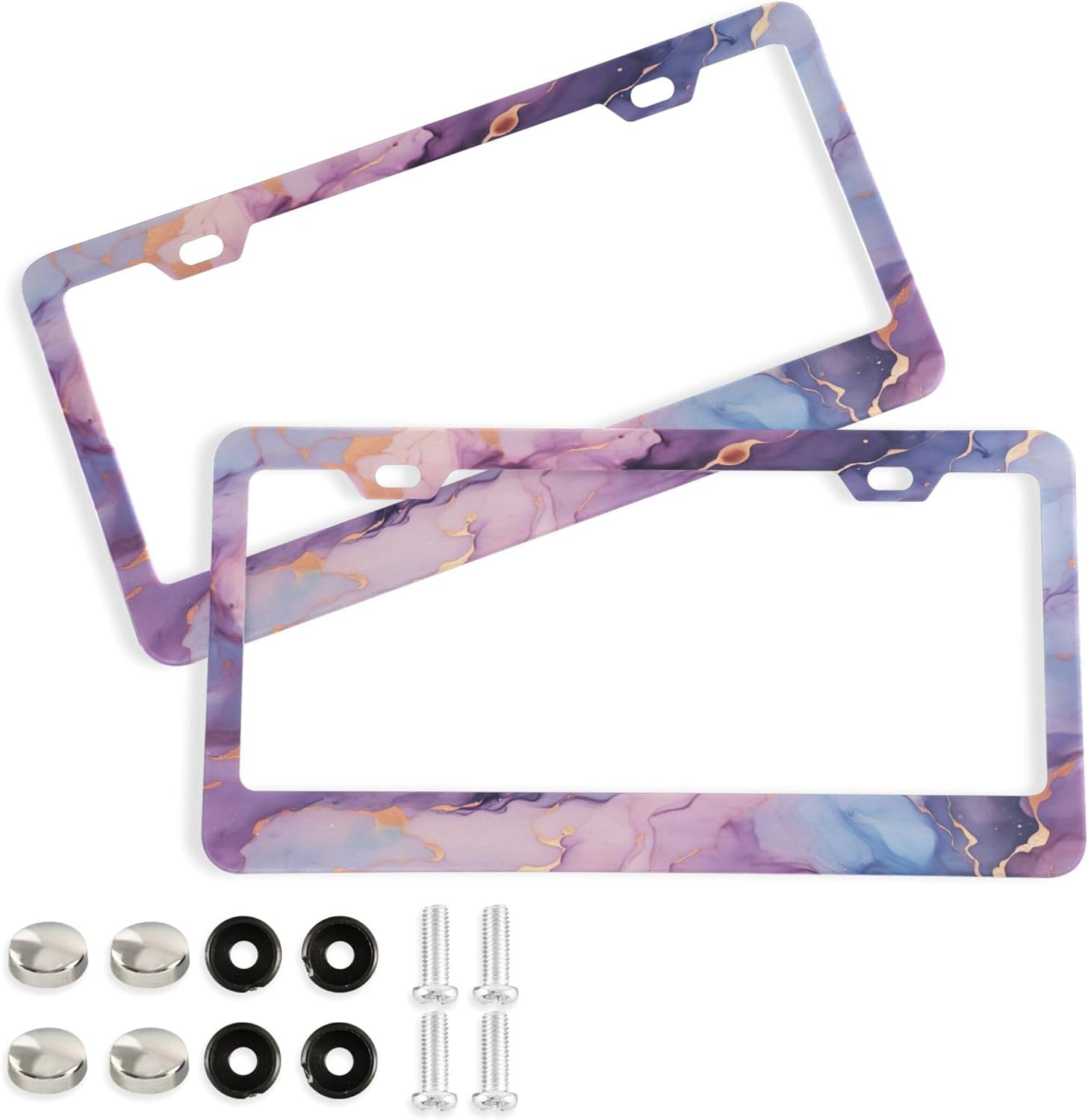 Bestwell Marble License Plate Frame for 2 Screw Tag Frames, Rust-Proof ...