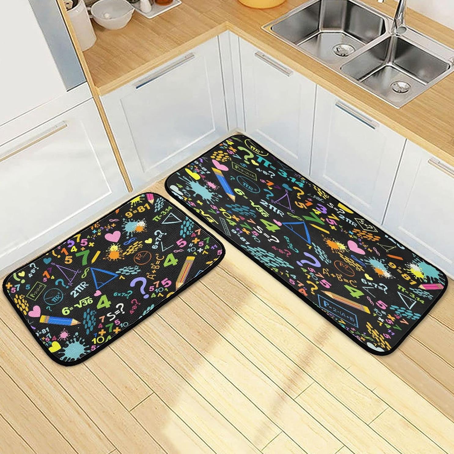 Bestwell Mathematics Symbol Poster Kitchen Mats Set of 2, Colorful Math ...
