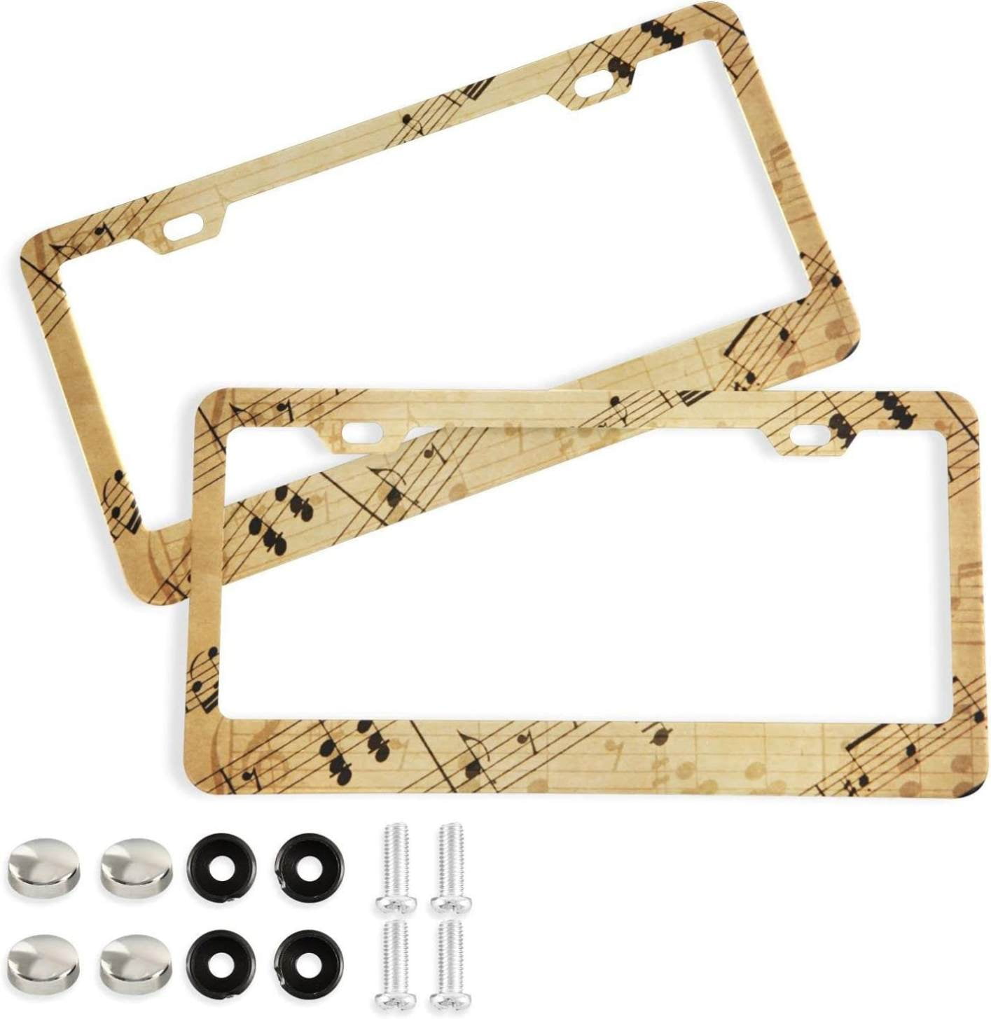 Bestwell Musical Note License Plate Frames 2 Pack, Waterproof Aluminum ...