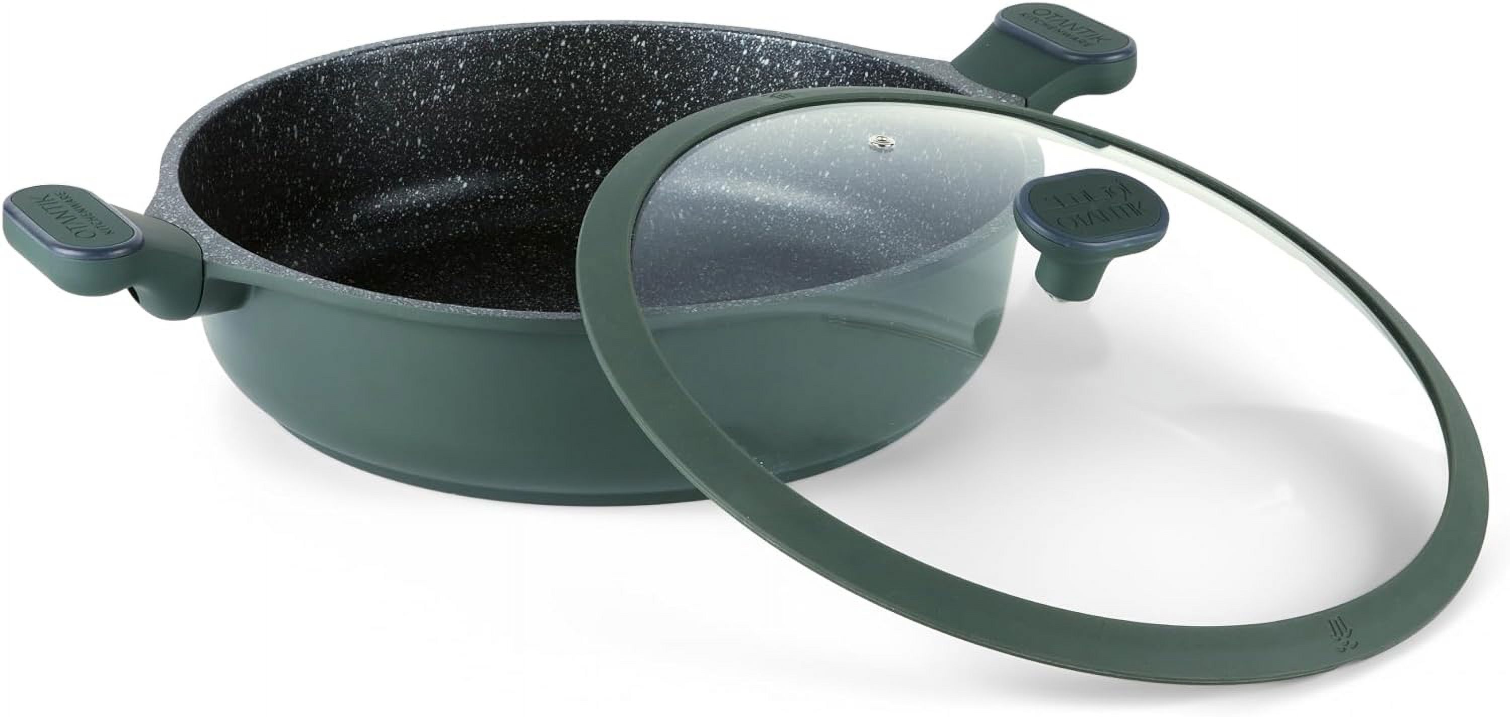 Bestwell Otantik Non-Stick 12.5" Saute Pan with Lid Cast Aluminum - cken Fryer- Ceramic Coating ...