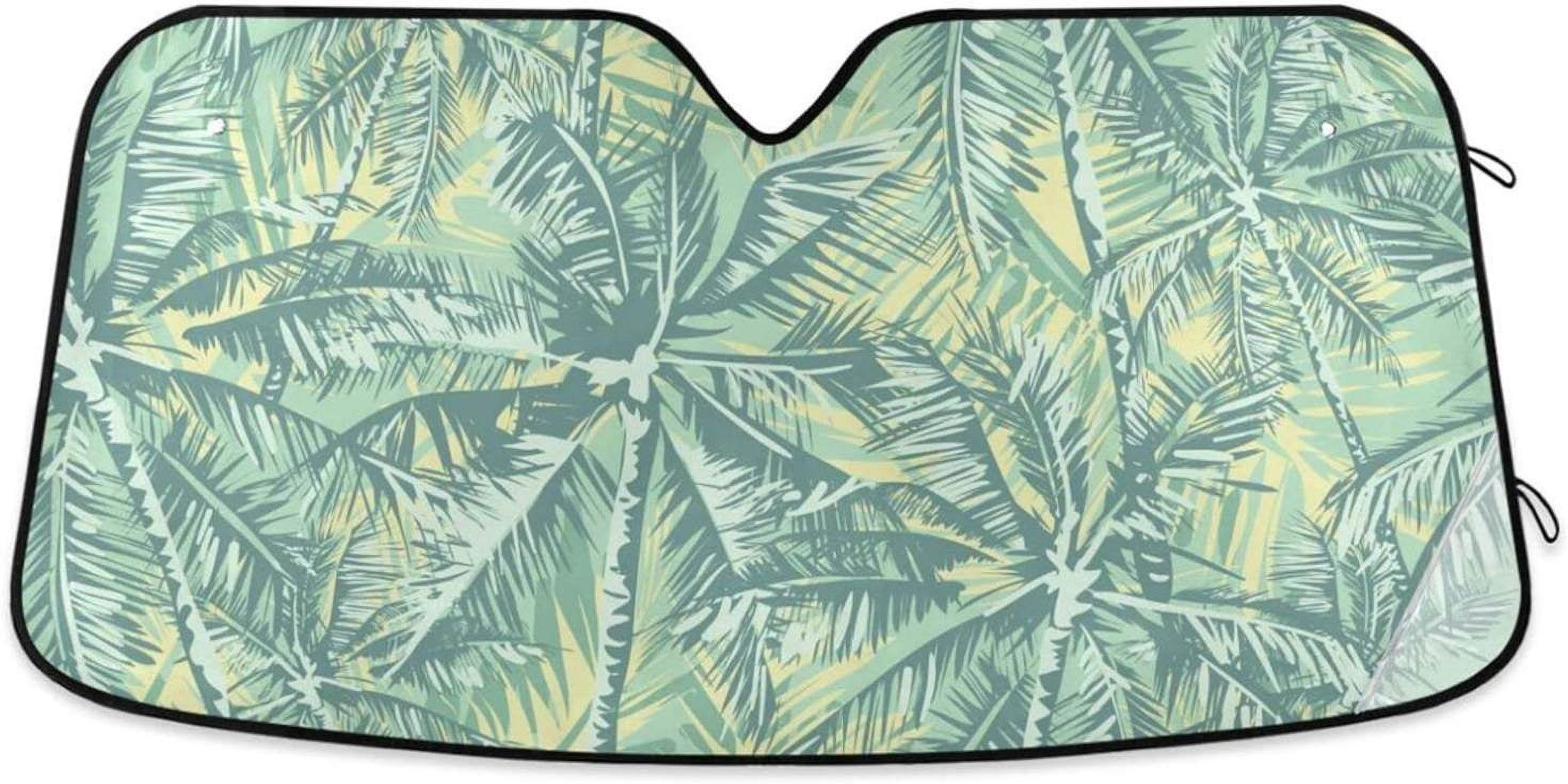 Bestwell Palm Trees Car Windshield Sun Shade Foldable Sun Shield Shade ...