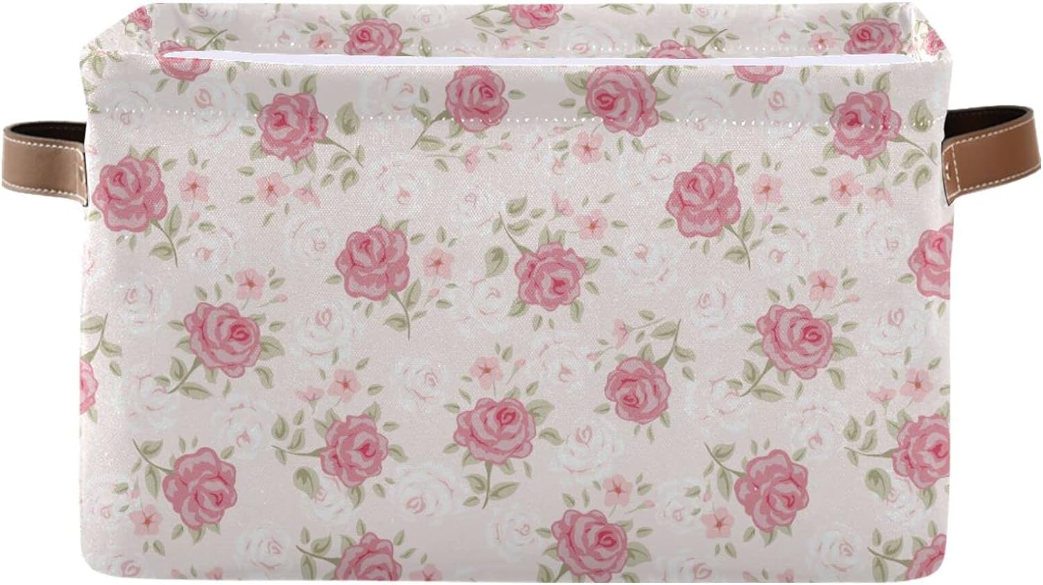 Bestwell Pink Chic Rose Flower Floral Storage Bins Boxes with Handles ...
