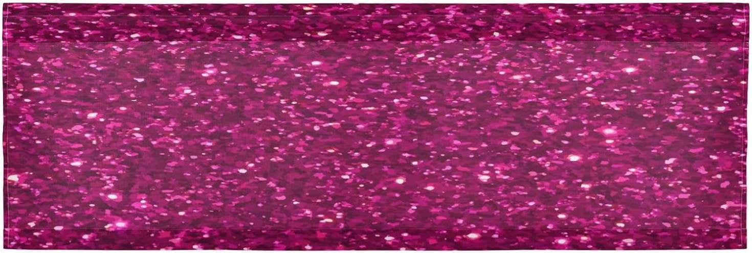 Bestwell Pink Glitter Texture Valance Curtains for Kitchen or Bathroom ...