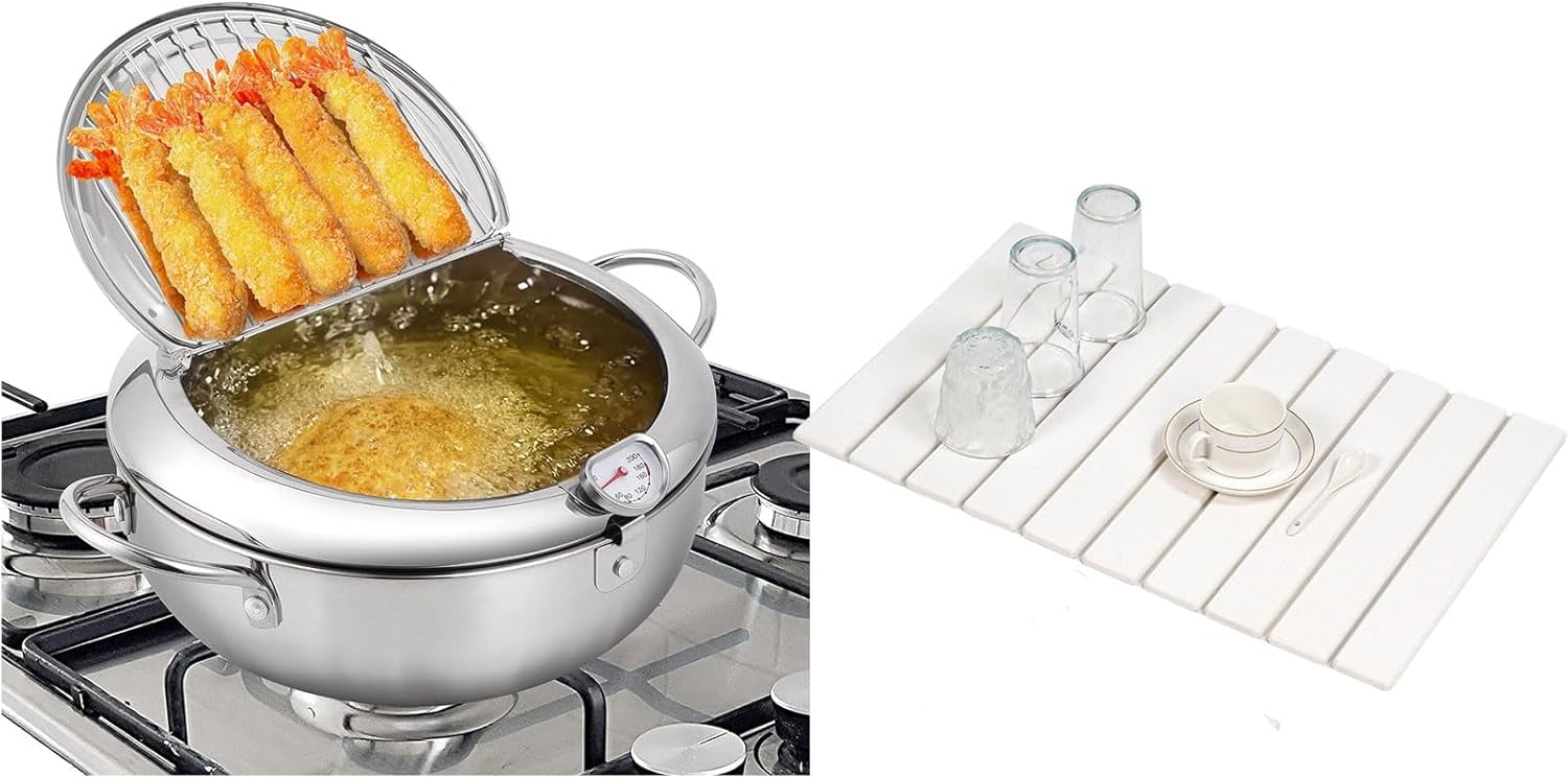 Bestwell Premium Kitchen Essentials Bundle: Japanese Tema Deep Fryer ...