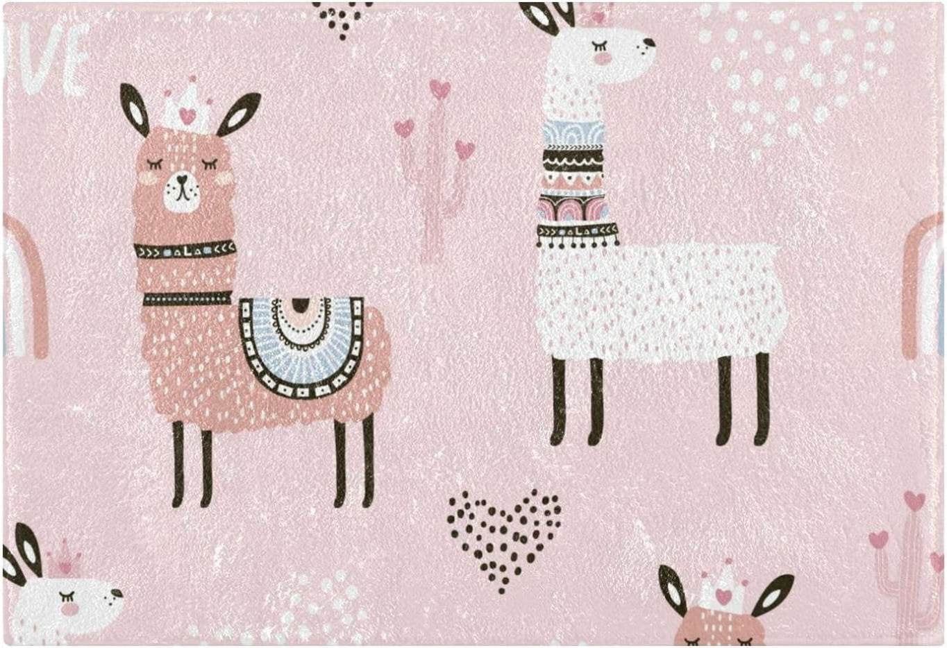 Bestwell Princess Llama Bath Mat Set Soft High Absorbent Non Slip ...