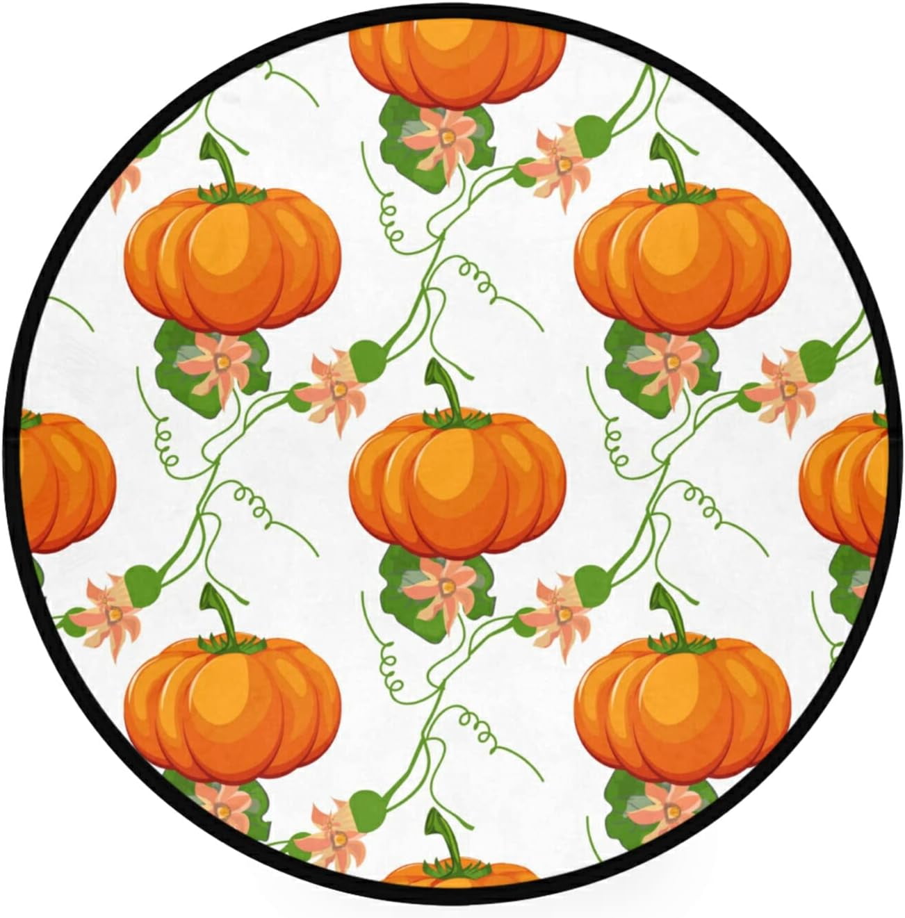 Bestwell Pumpkin Orange October PatternRound Area Rug Chair Couch Cover ...