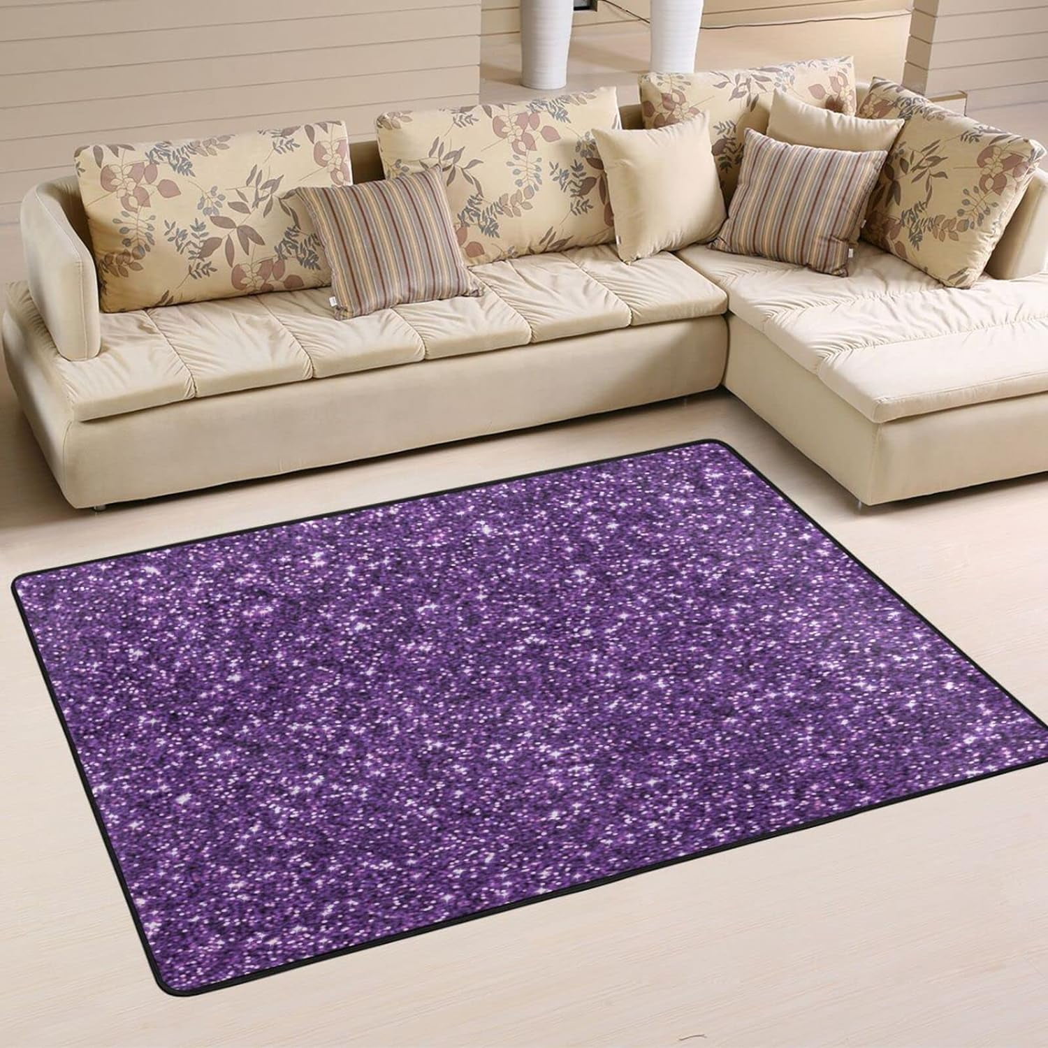 Bestwell Purple Glitter Bling Non-Slip Area Rug Shiny Unique Floor ...
