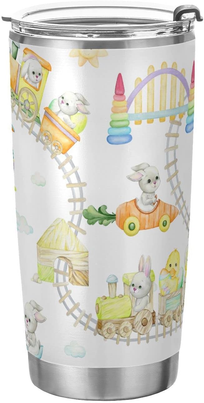 Bestwell Rabbits Easter Eggs Chicken Travel Mug Insulated Tumbler Train ...