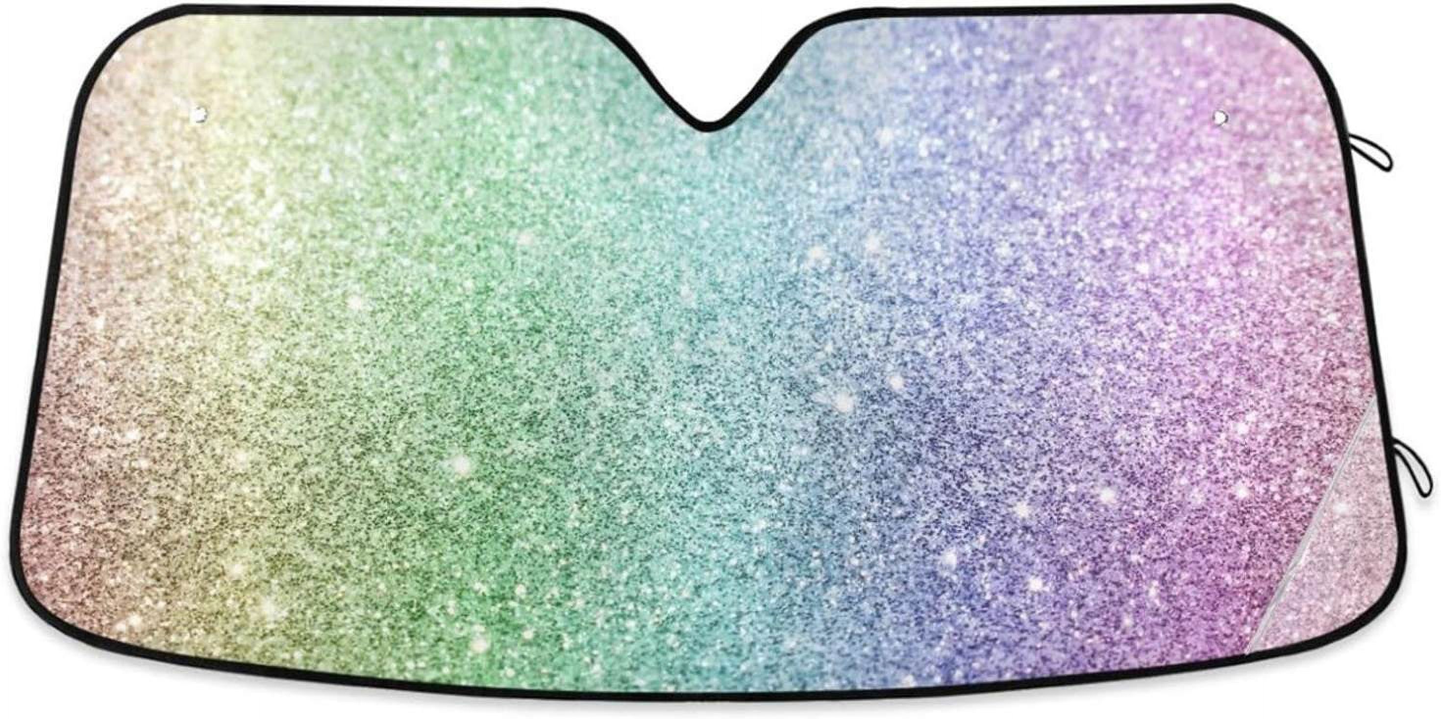 Bestwell Rainbow Glitter Texture Car Windshield Sun Shade Foldable Sun ...