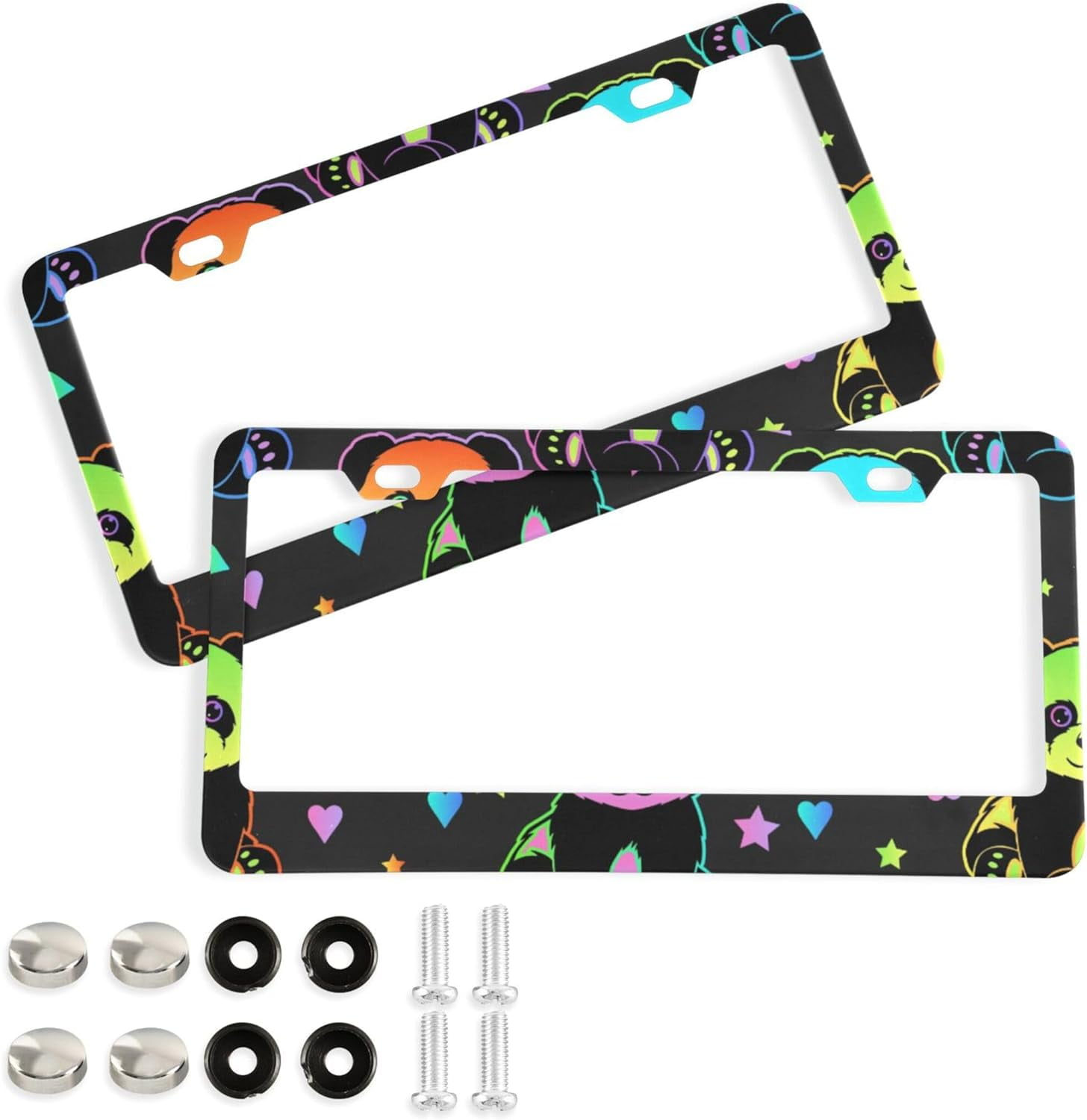 Bestwell Rainbow Panda License Plate Frame for 2 Screw Tag Frames, Rust ...