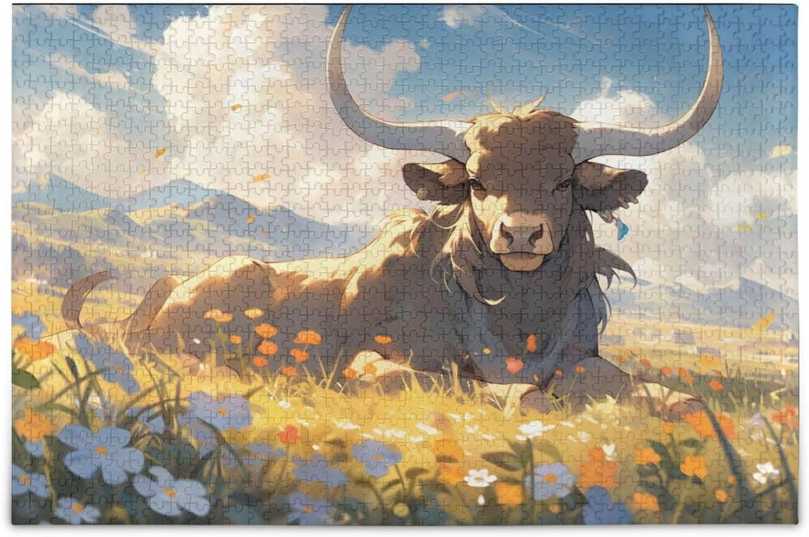 Bestwell Resting Cow Jigsaw Puzzle 1000 Pieces, Puzzles with Storage ...