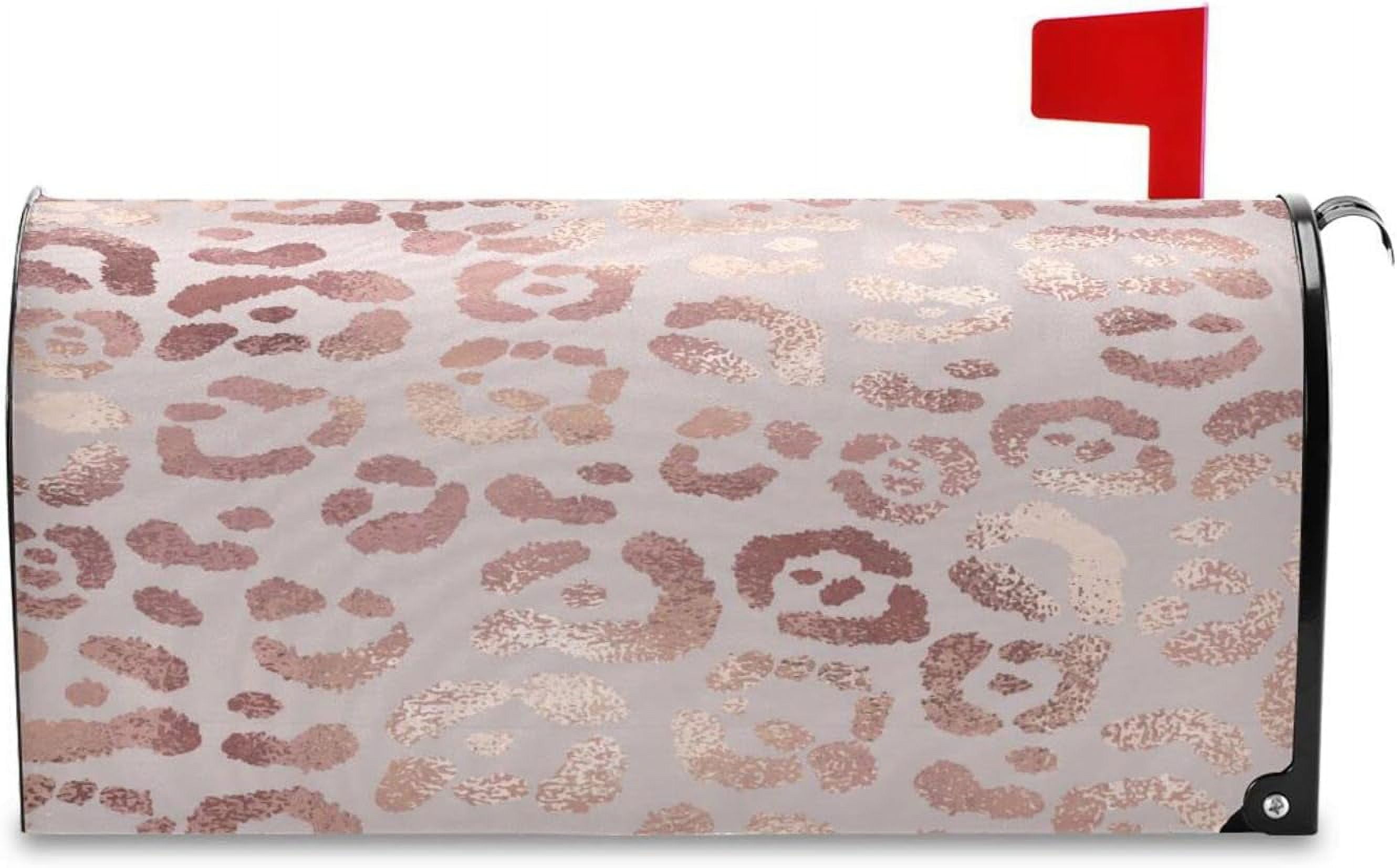 Bestwell Rose Gold Pink Leopard Print Abstract Magnetic Mailbox Cover ...