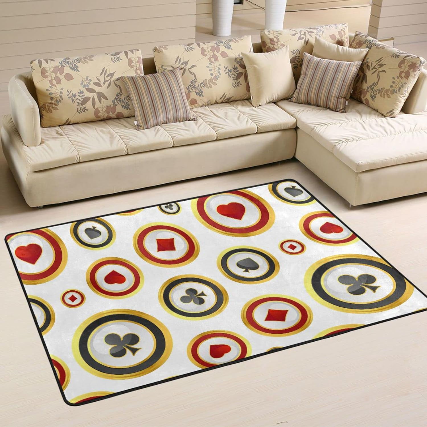 Bestwell Seamless Suits Button Area Rug 72×48in Playing Card Floor ...