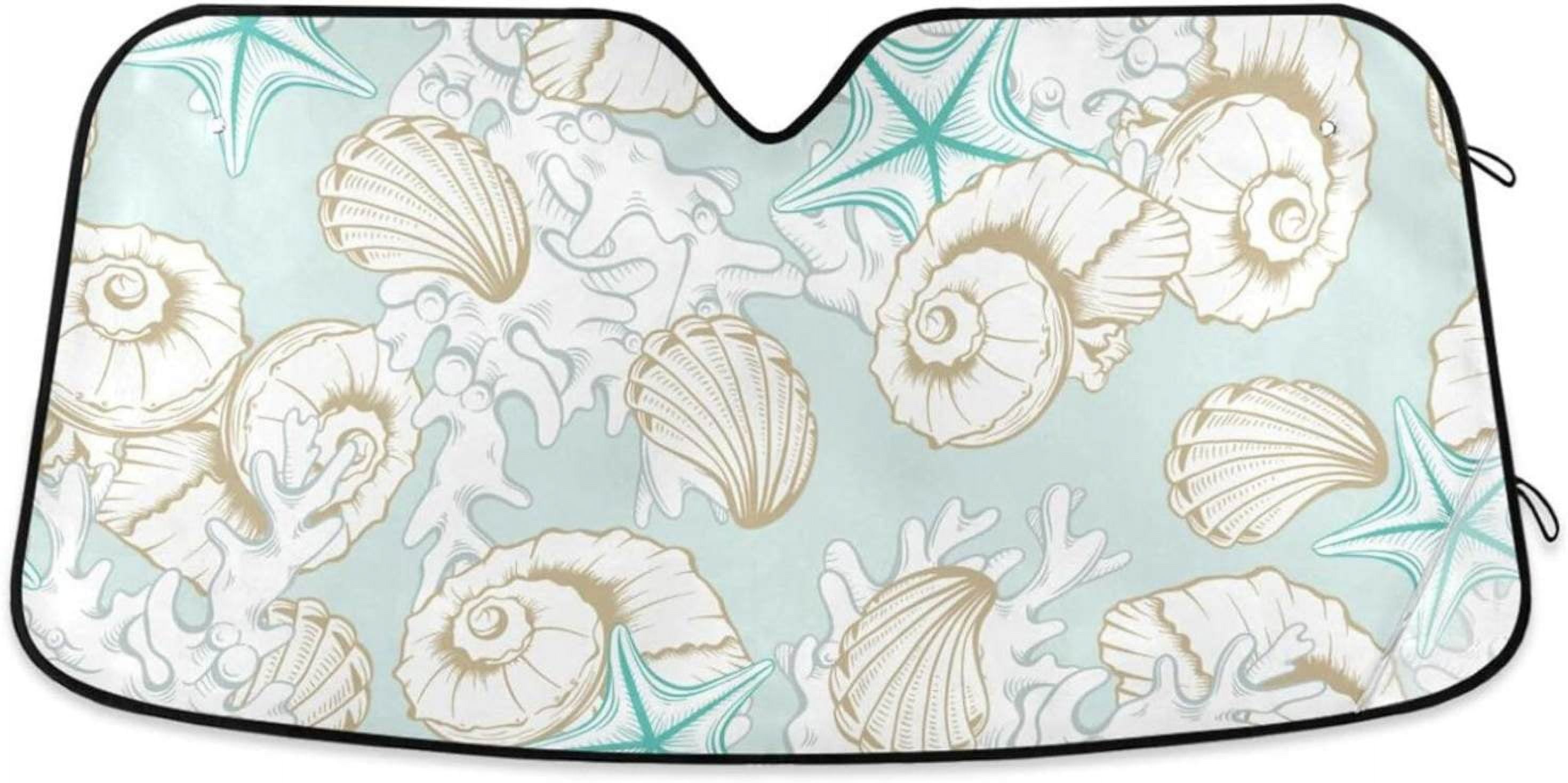 Bestwell Seashells Car Windshield Sun Shade Foldable Sun Shield Shade ...