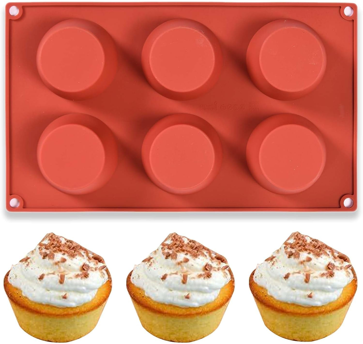 Bestwell Silicone Mufn Molds 6-Cavity Round Chocolate Large Deep Cup ...