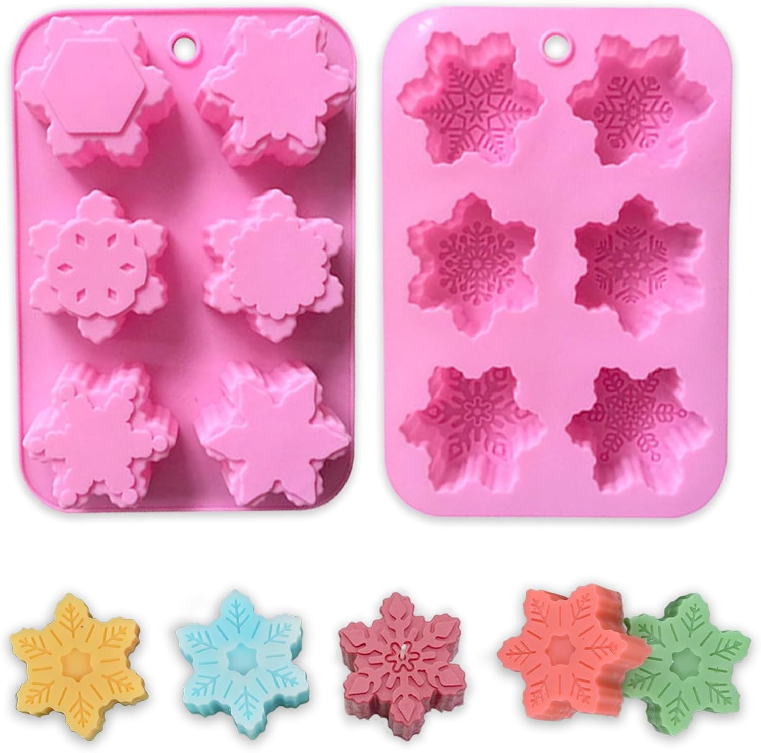 Bestwell Snowflake Silicone Molds (2 Pcs) - 6 Cavity Christmas ...