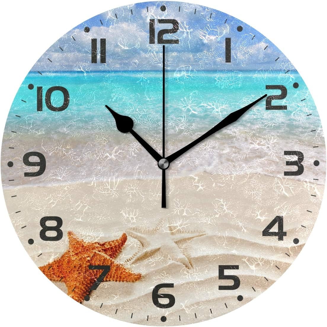Bestwell Starfish On Wavy White Sand Beach Summer Blue Ocean Sky Round ...