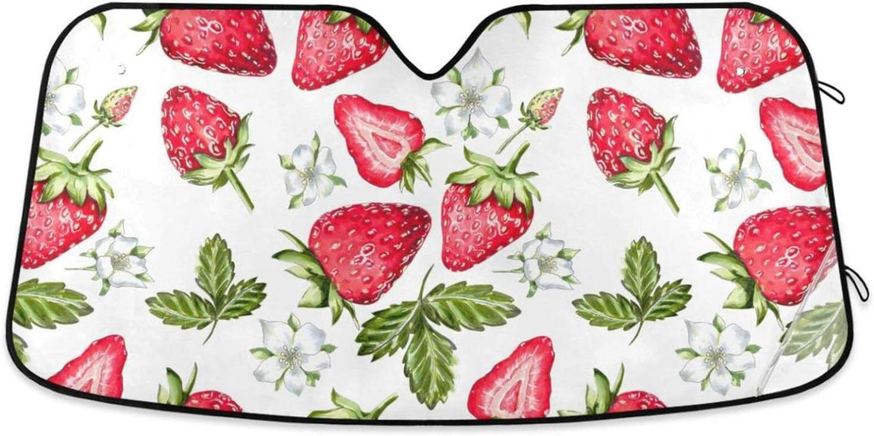 Bestwell Strawberry Car Windshield Sun Shade Foldable Sun Shield Shade ...