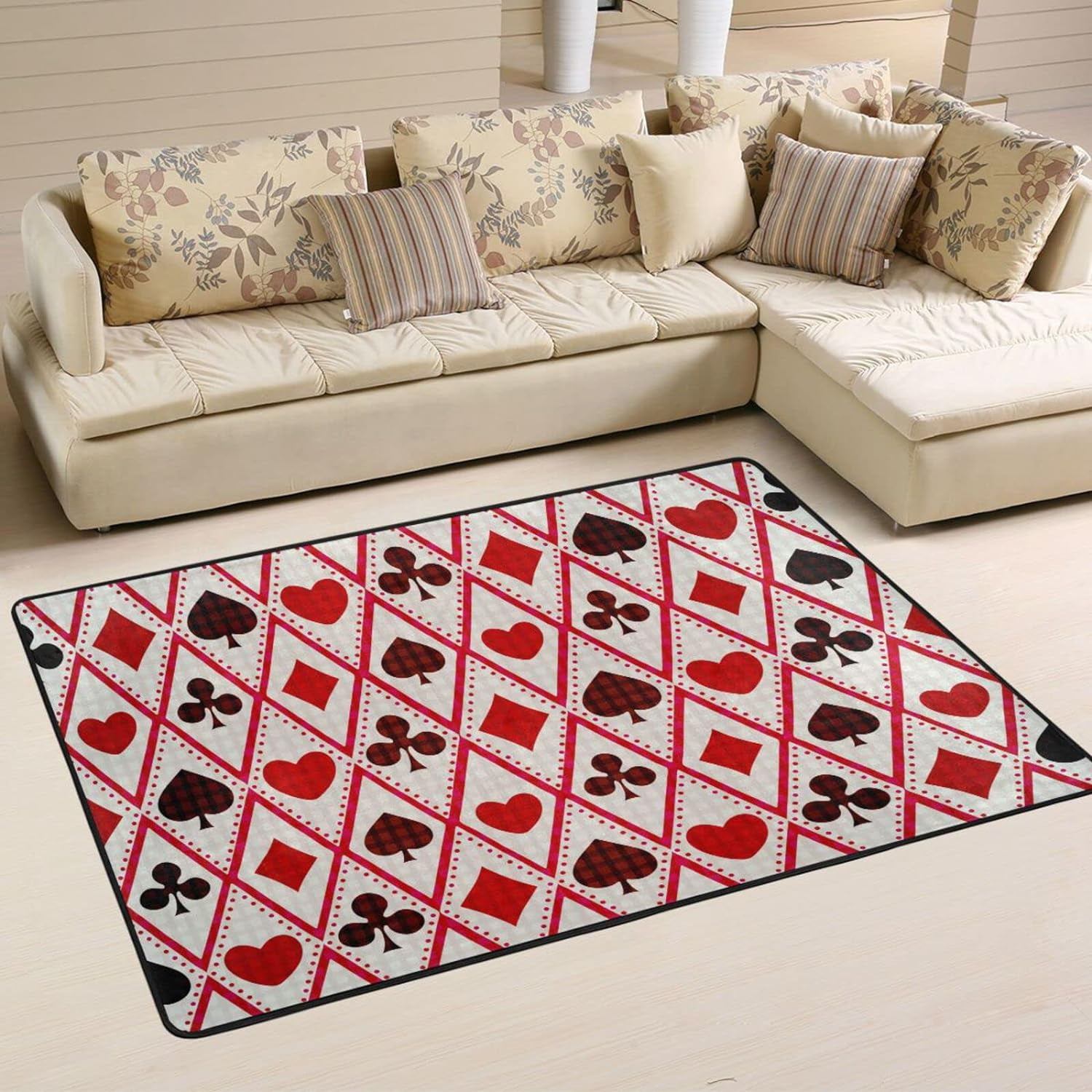 Bestwell Suits Playing Card Area Rug 36×24in Diamond Non-Slip Floor ...