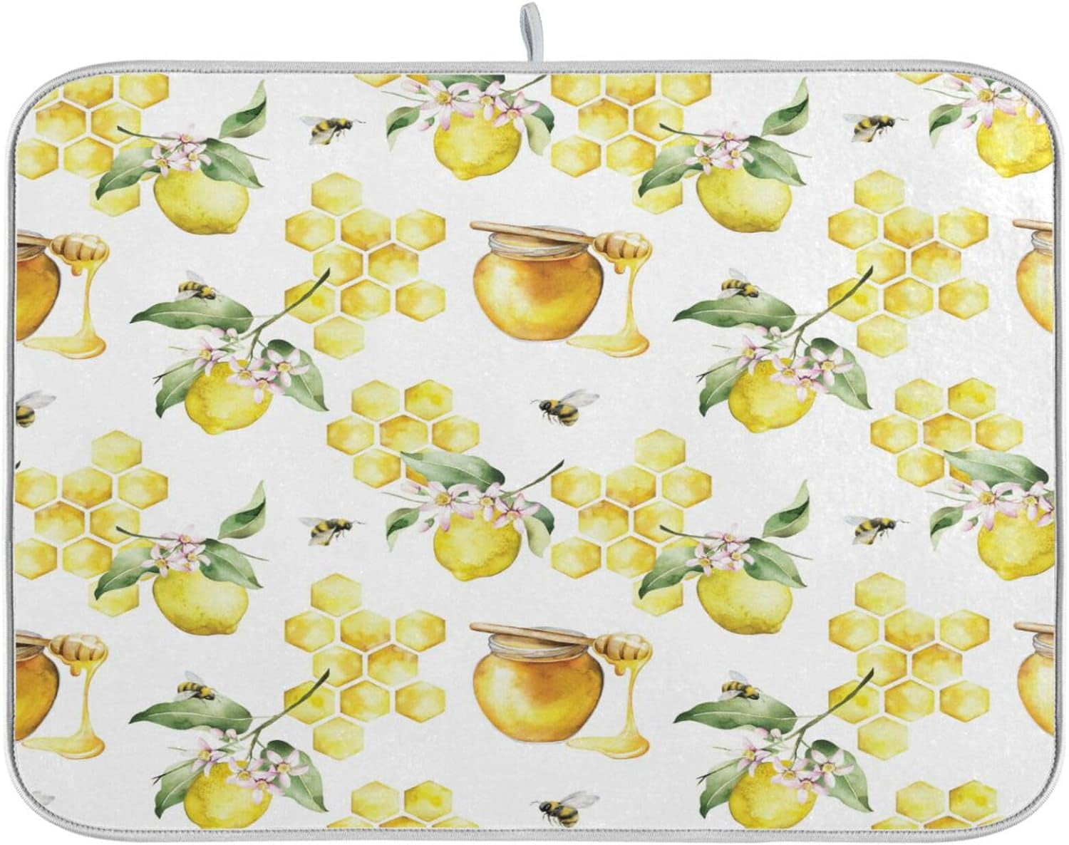 Bestwell Sweet Honey Bees and Lemons Dish Drying Mat,Absorbent ...