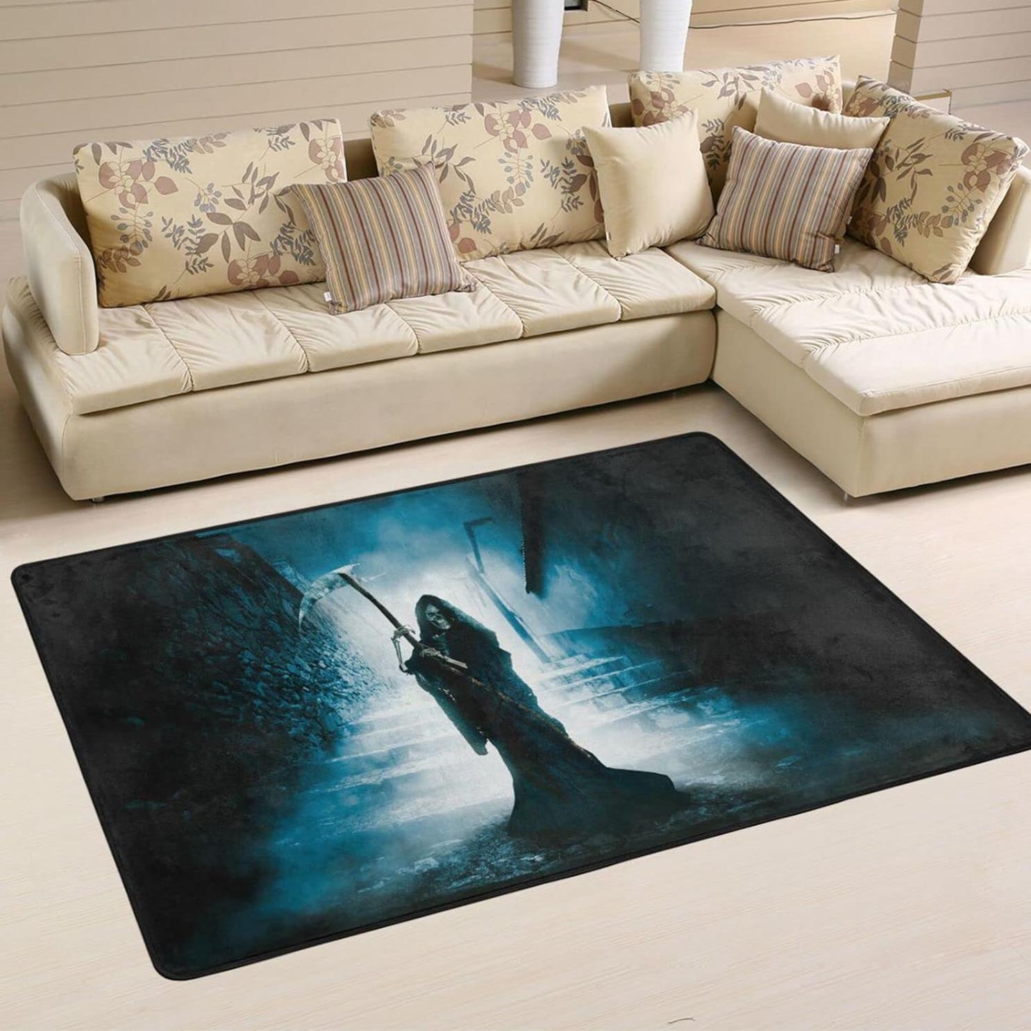 Bestwell Terrible Death Area Rug,72"×48" Halloween Skeleton Non-Slip ...