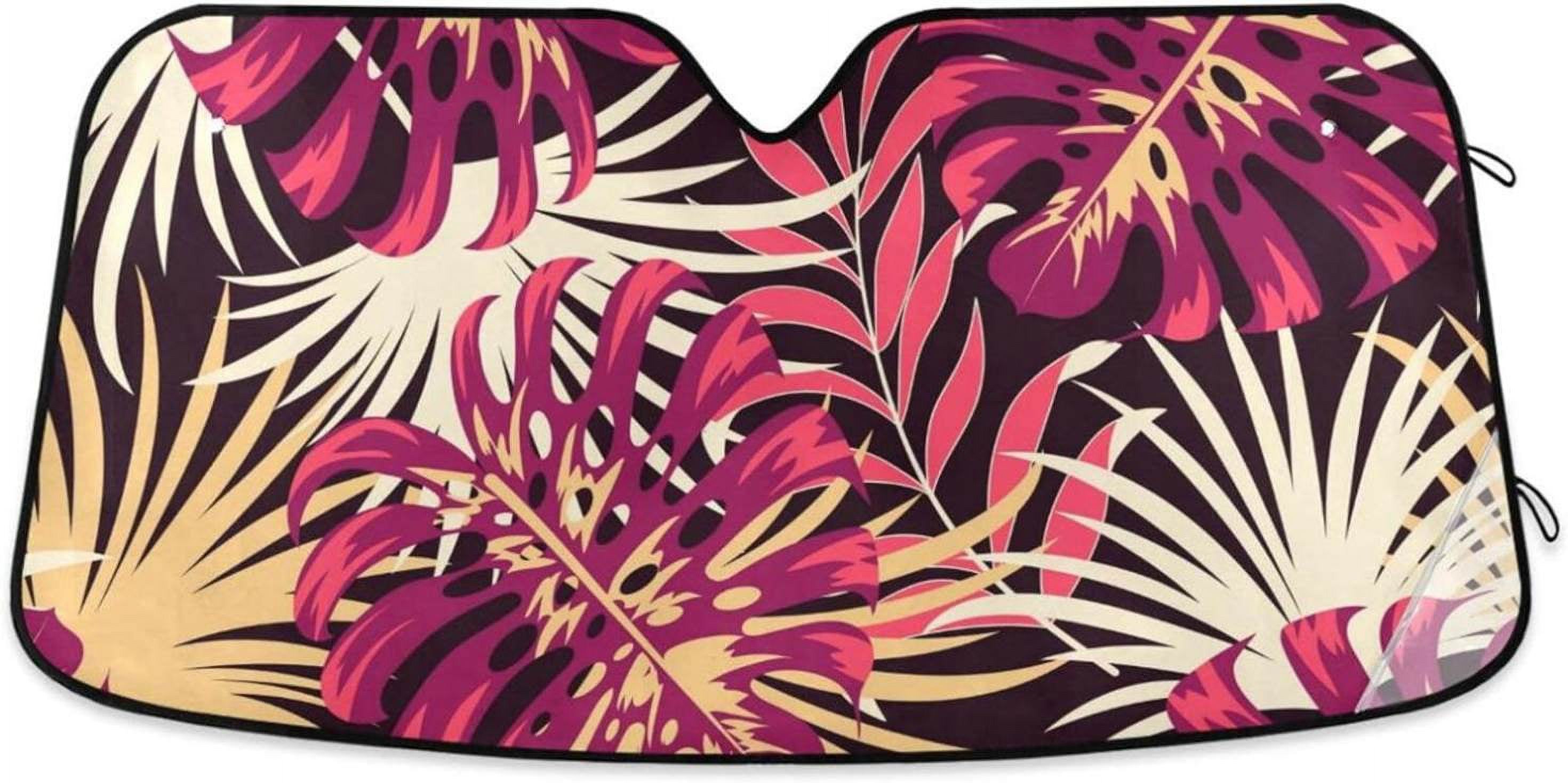 Bestwell Tropical Leaves Car Windshield Sun Shade Foldable Sun Shield ...