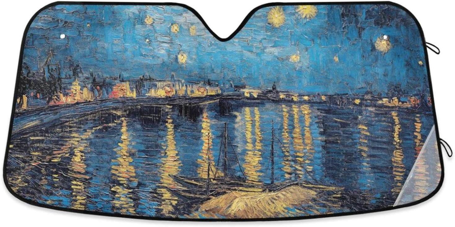 Bestwell Van Gogh Starry Night Car Windshield Sun Shade Foldable Sun ...