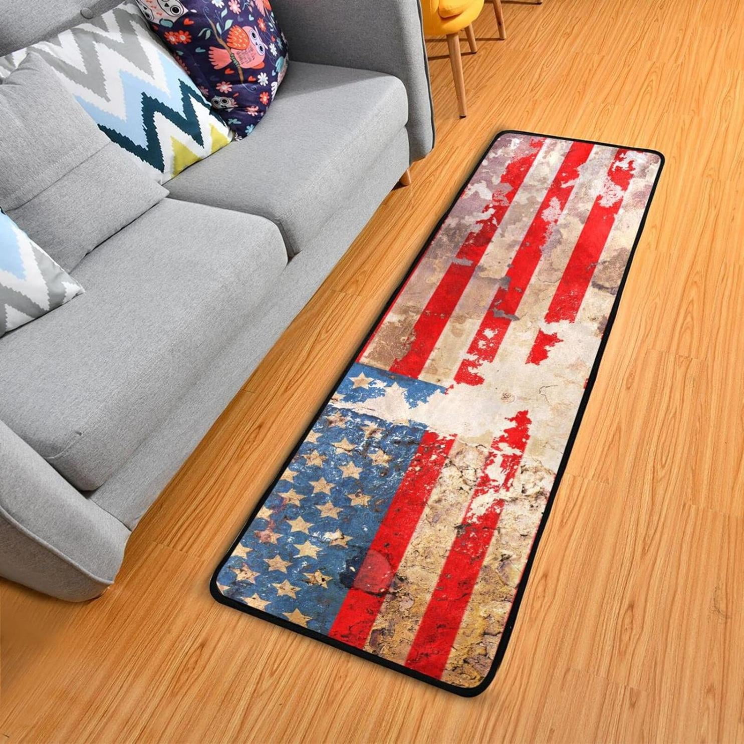 Bestwell Vintage American Flag Wall Runner Rug with Rubber Backing,2x6 ...