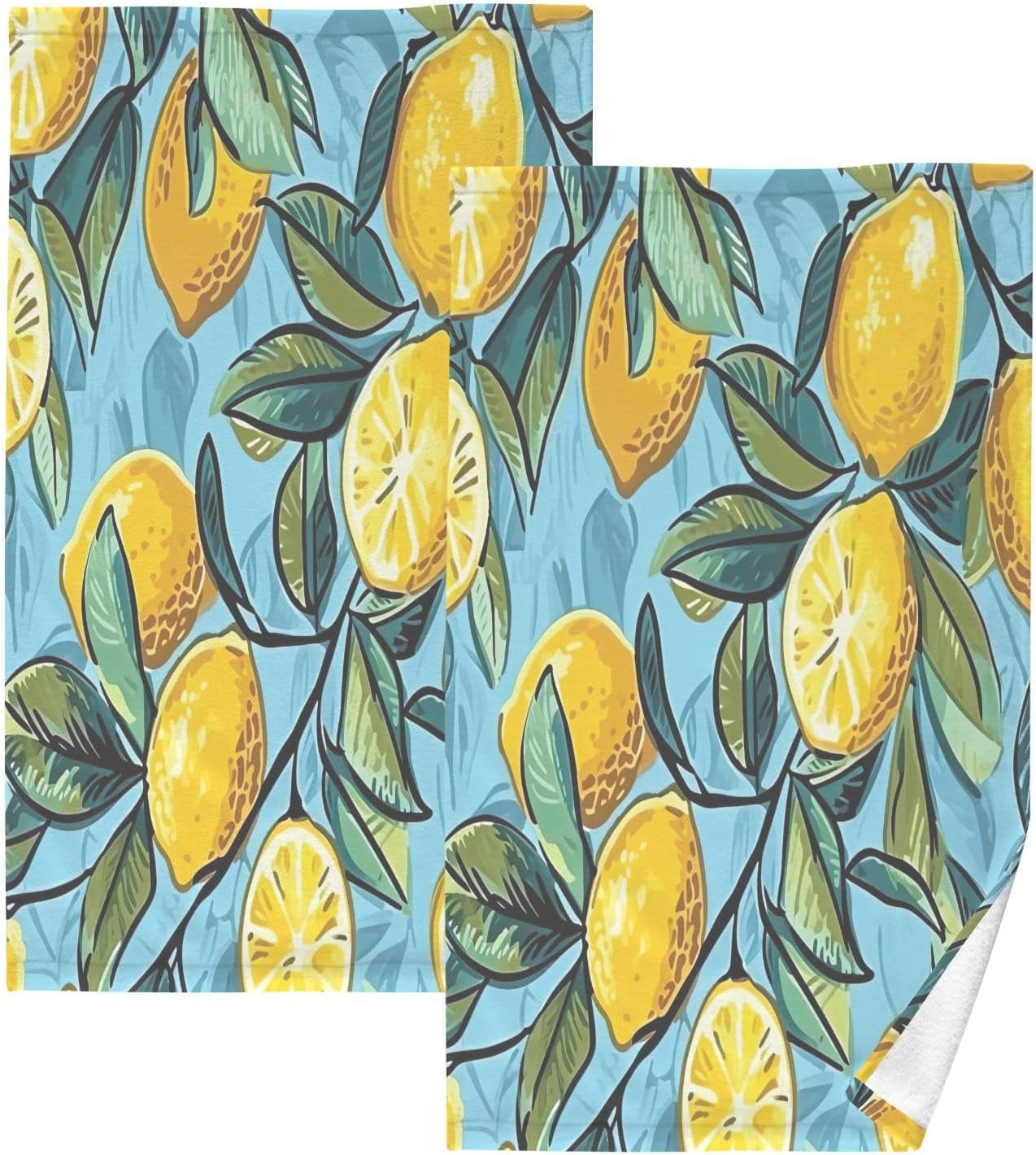 Bestwell Vintage Lemon Hand Towels for Bathroom 2 Pack, Fast Drying ...
