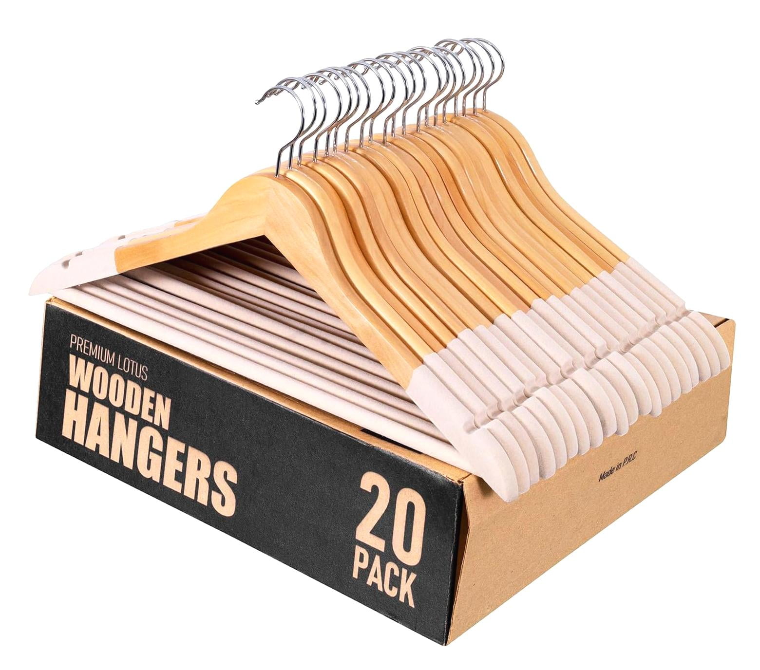 Bestwell Wooden Hangers 20 Pack | Non- Velvet Suit Hangers for Men ...