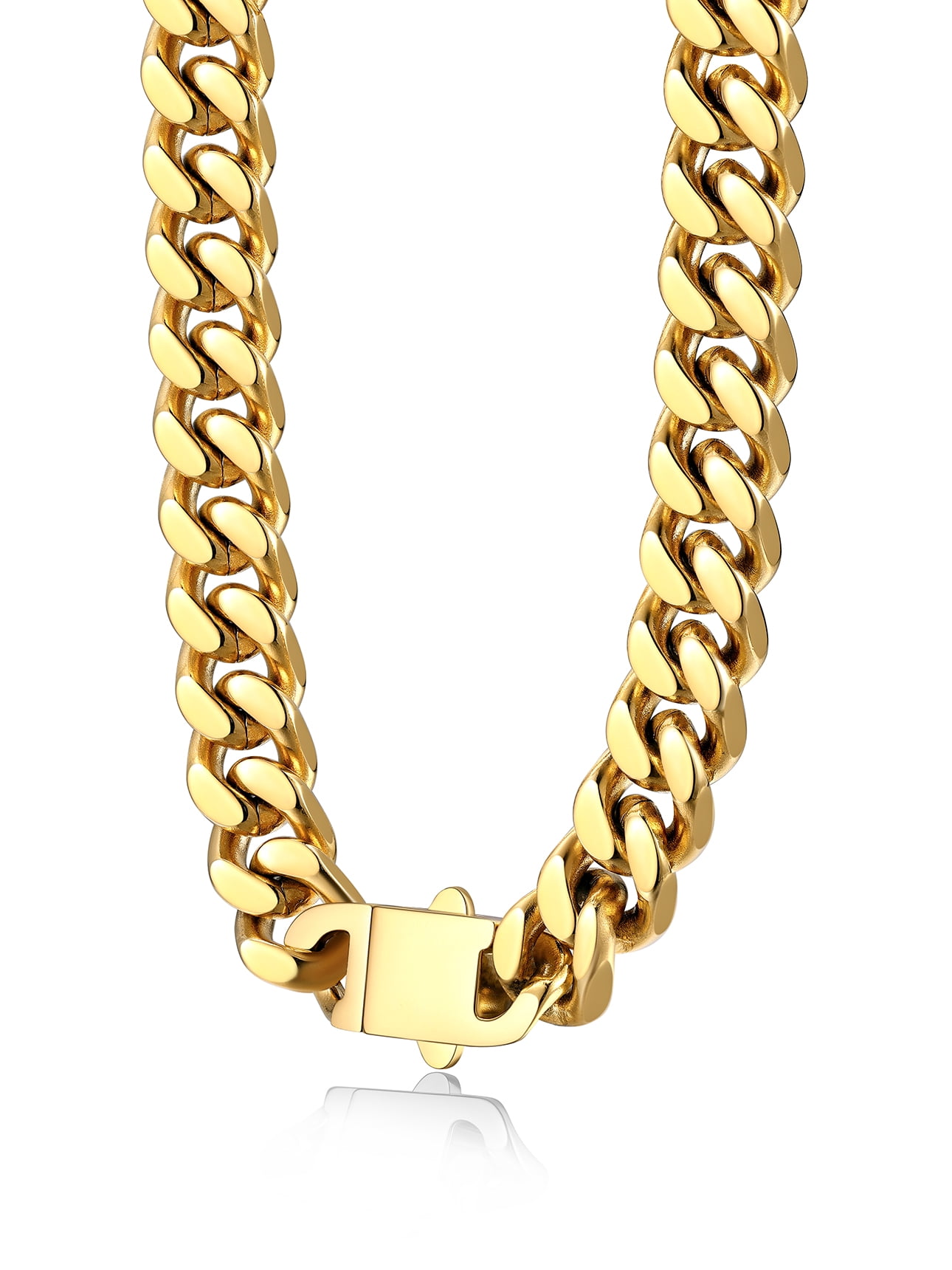 Bestyle 12mm Thick Cuban Chain Necklace for Men, 18K Gold Filled ...
