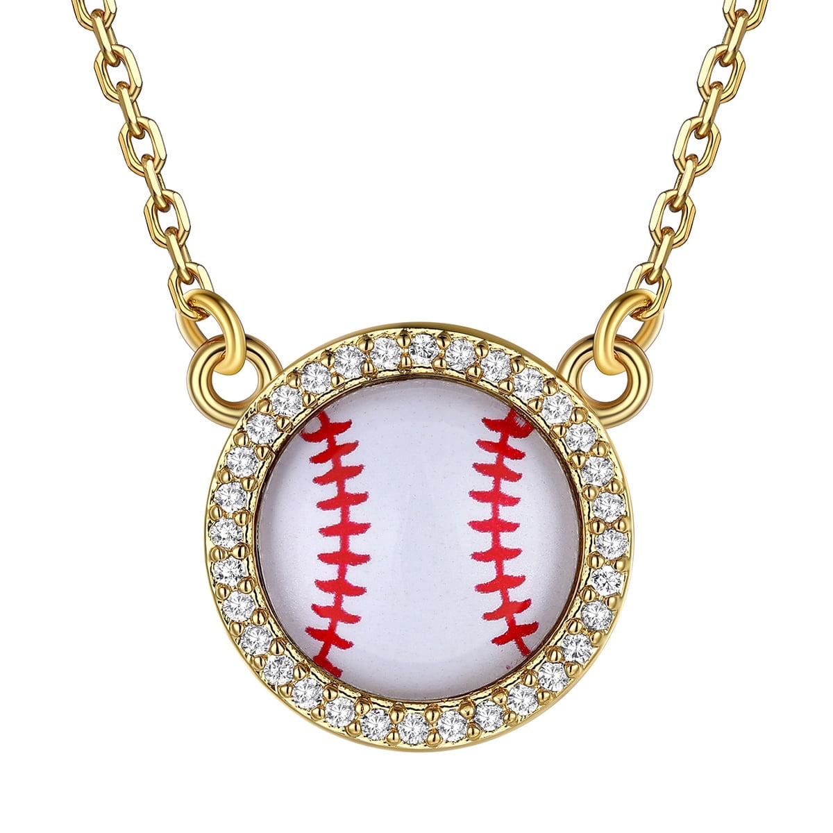 Bestyle 14K Gold Plated Baseball Mom Necklace for Women, Dainty Pendant ...