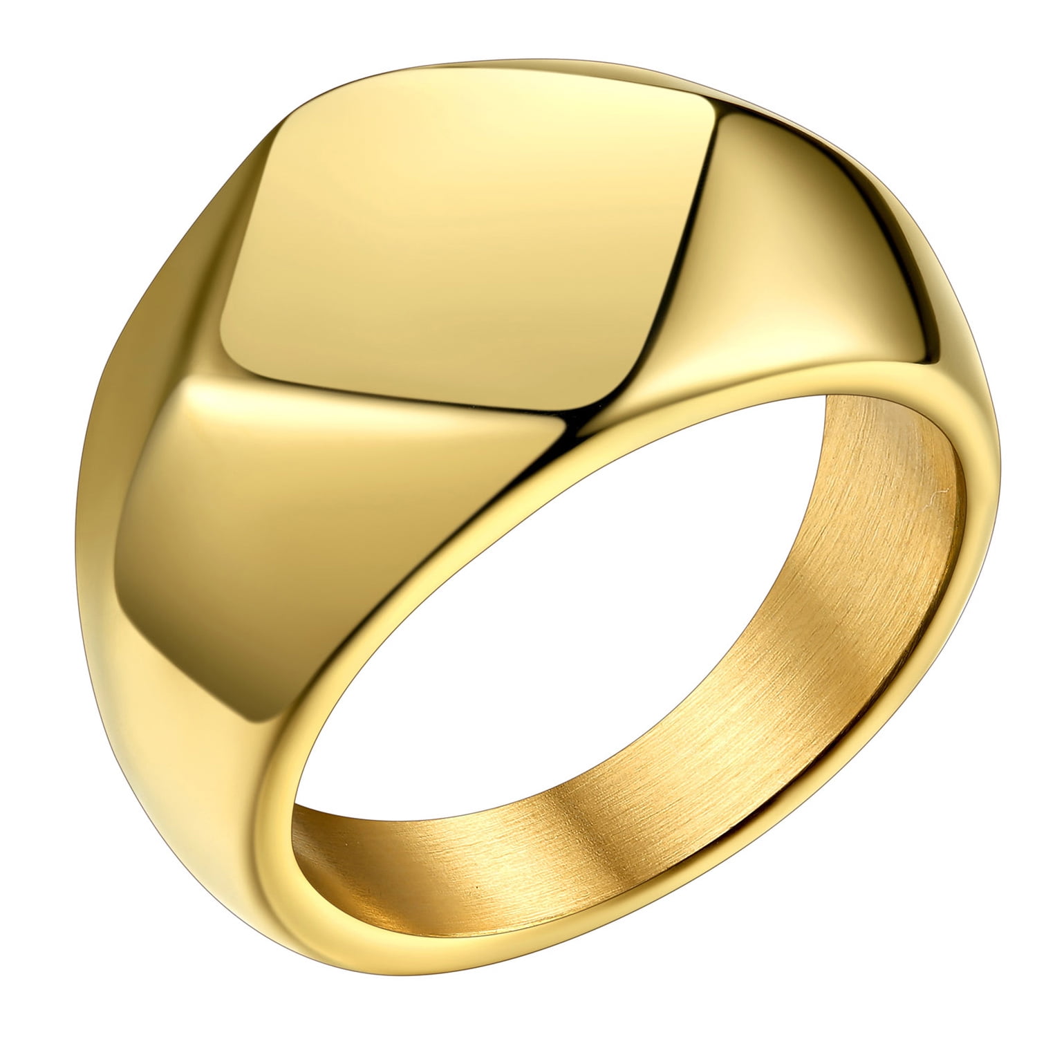 Bestyle 18K Gold Plated Band Ring Stainless Steel Rings for Men Chunky ...