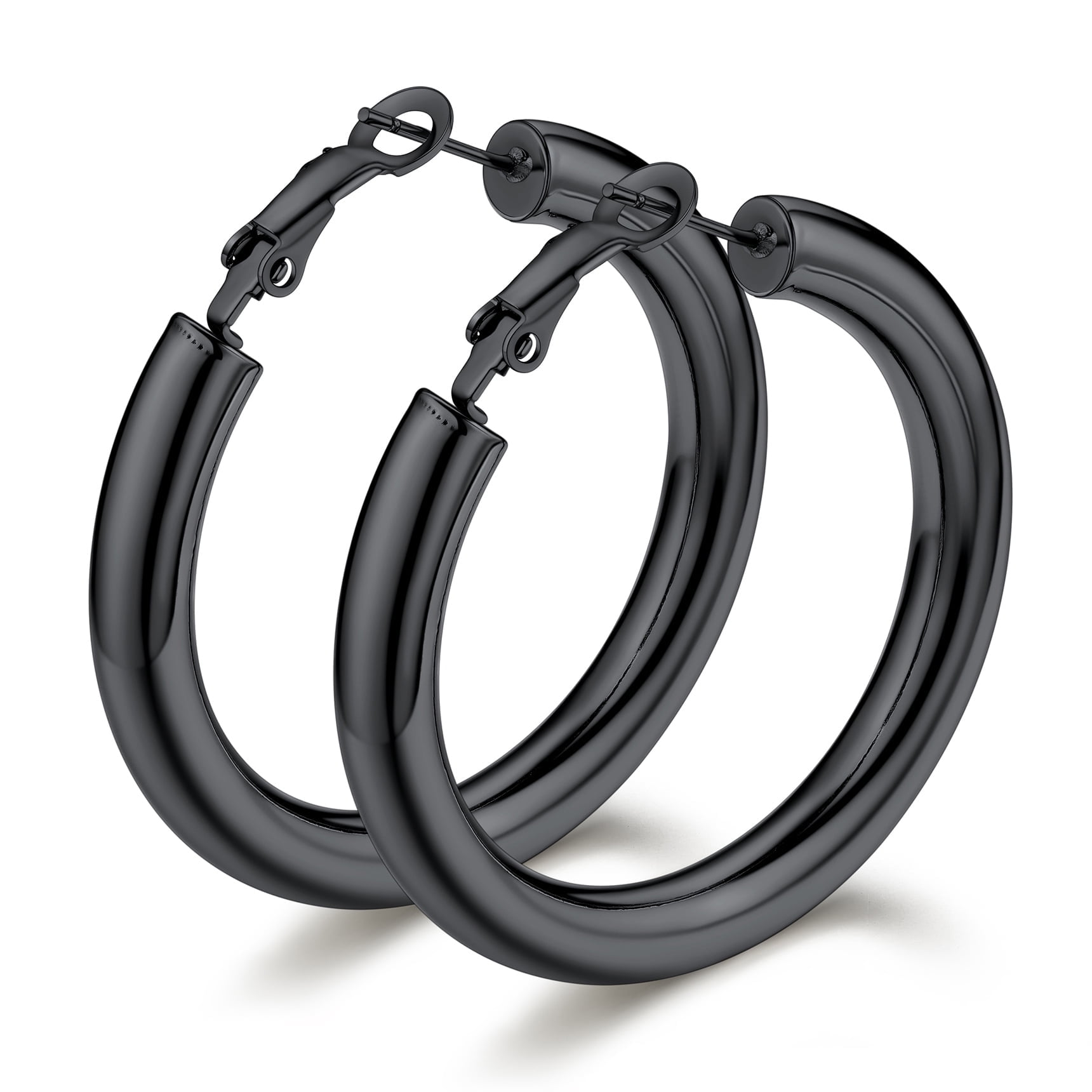 Bestyle Hypoallergenic Black Hoop Earrings for Women Girls, Nickel Free ...