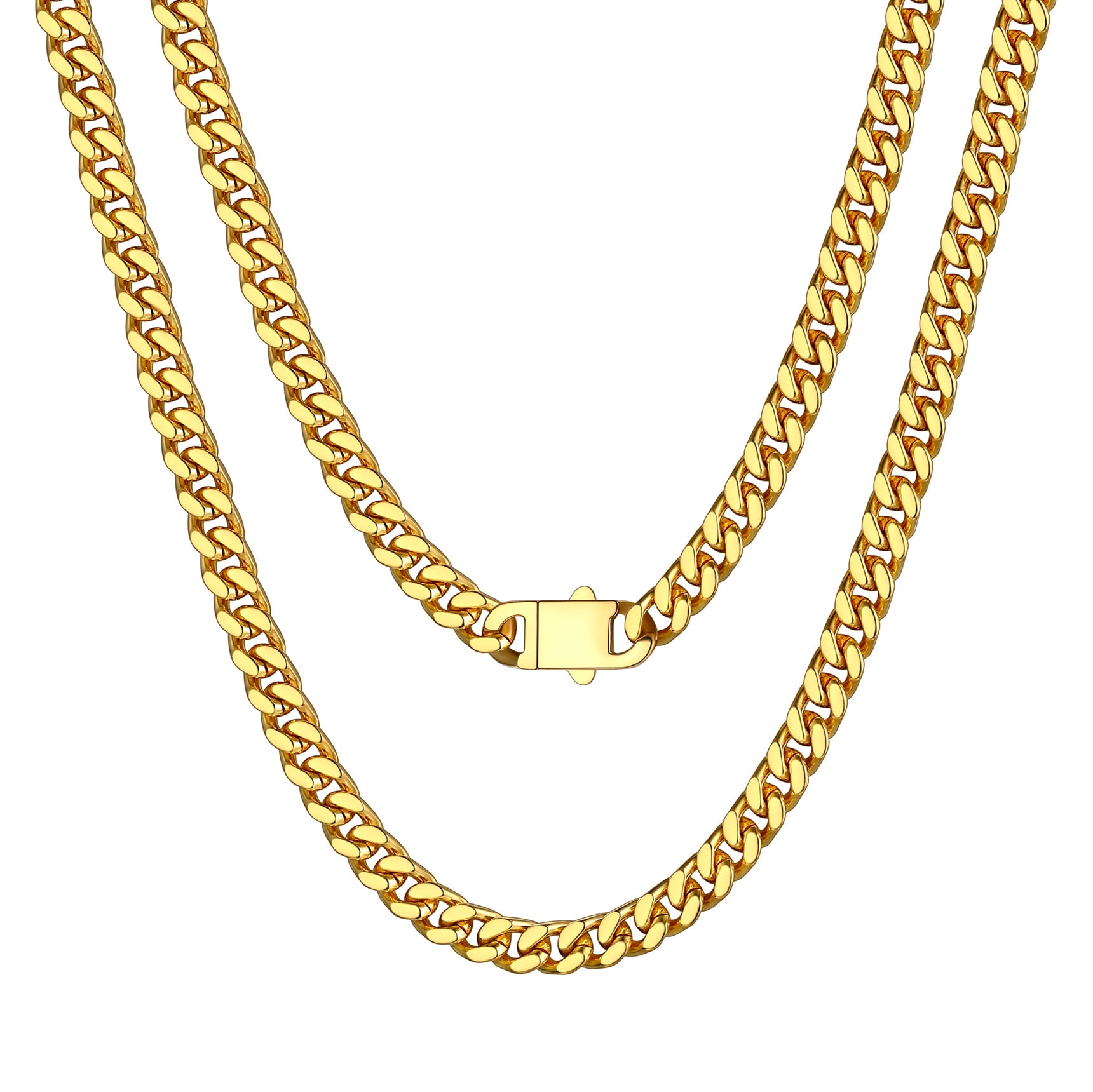 Bestyle 5mm 18K Gold Filled Cuban Chain Necklaces, 18 inch Stainless ...
